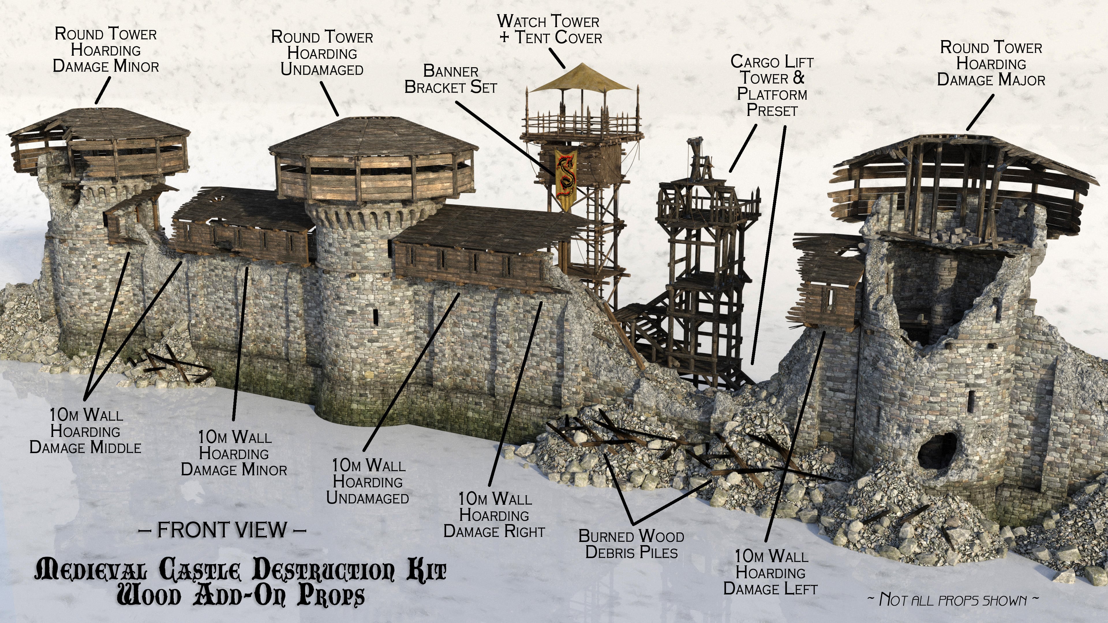 Medieval Castle Destruction Kit - Wood Prop Add-Ons | Daz 3D