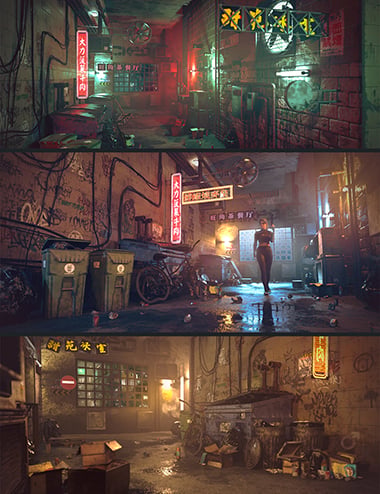 Cyberpunk Hidden Back Alley | Daz 3D