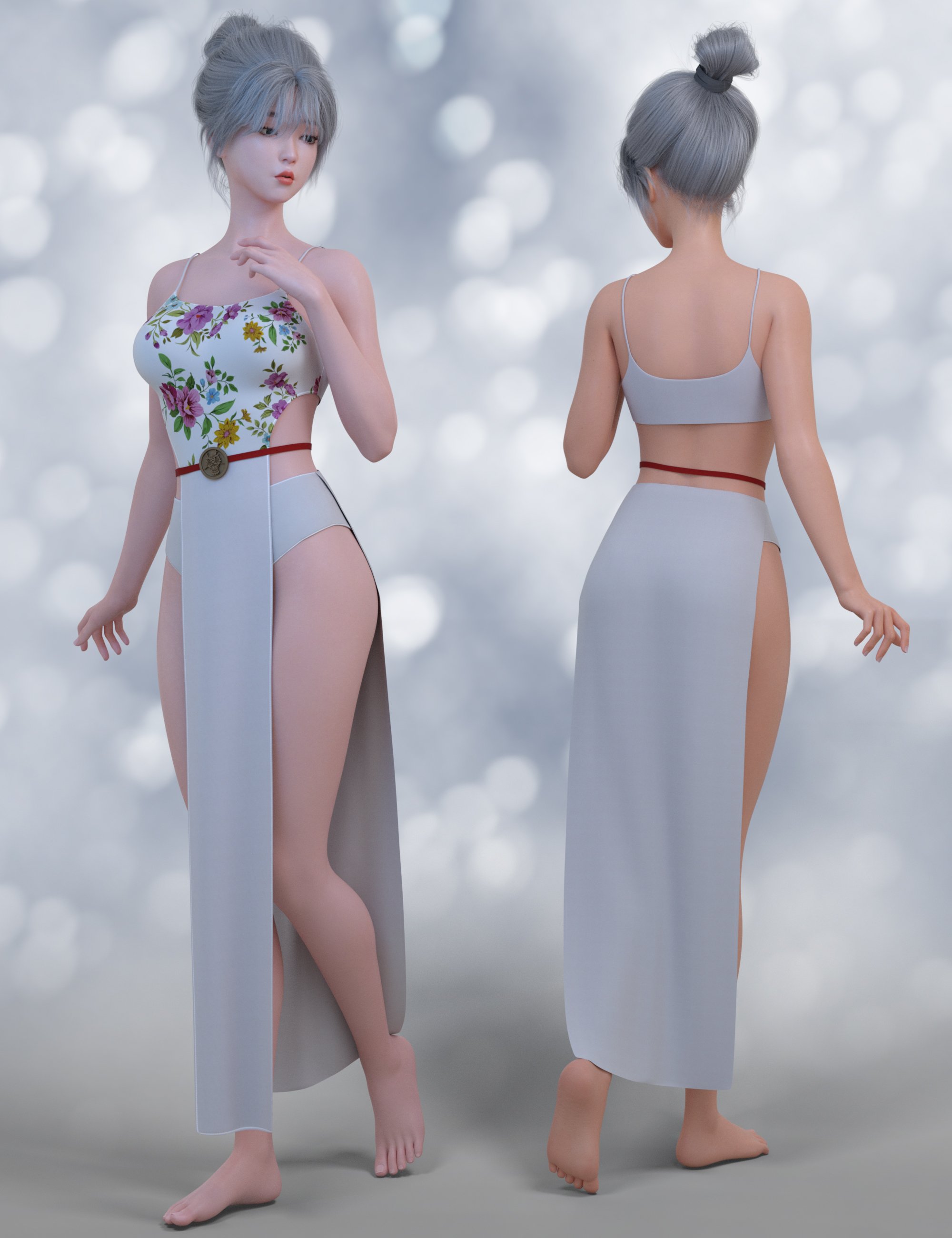 AH dForce Silken Petal Outfit For Genesis 9, 8 and 8.1 Female | Daz 3D