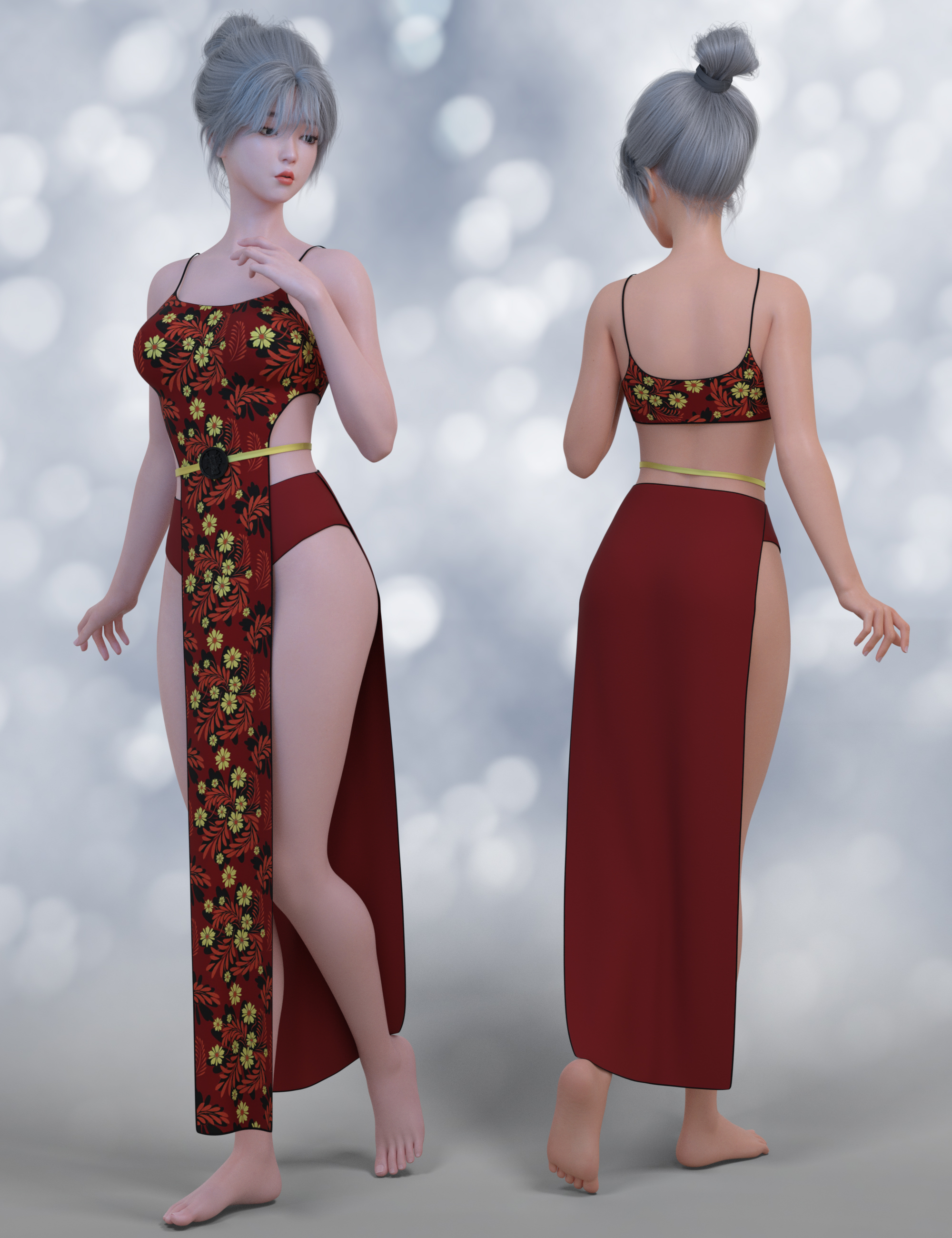 AH dForce Silken Petal Outfit Texture Add-On | Daz 3D