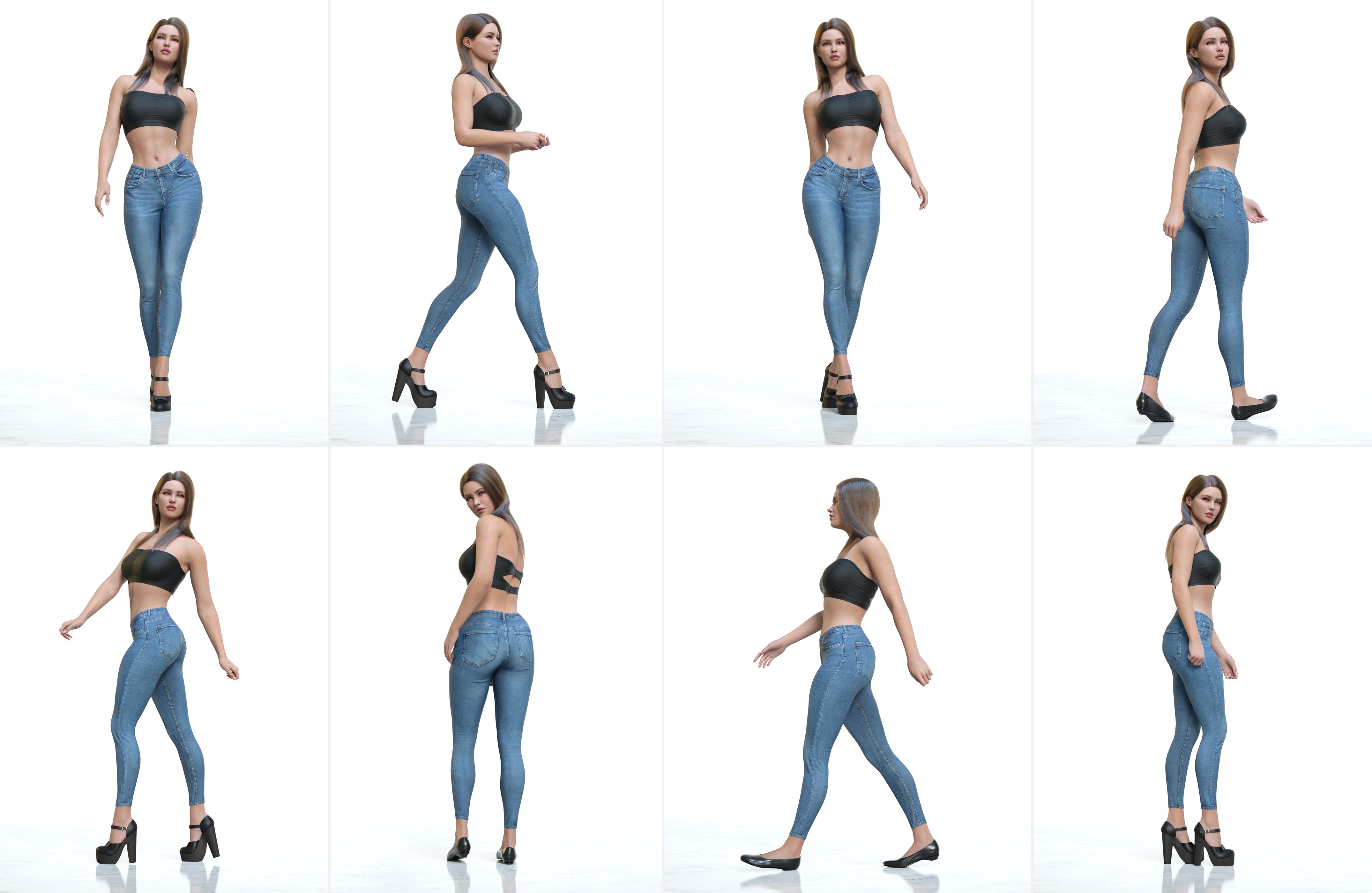 Z Pose Library Walking Mega Set for Genesis 9 and 8 Female | Daz 3D