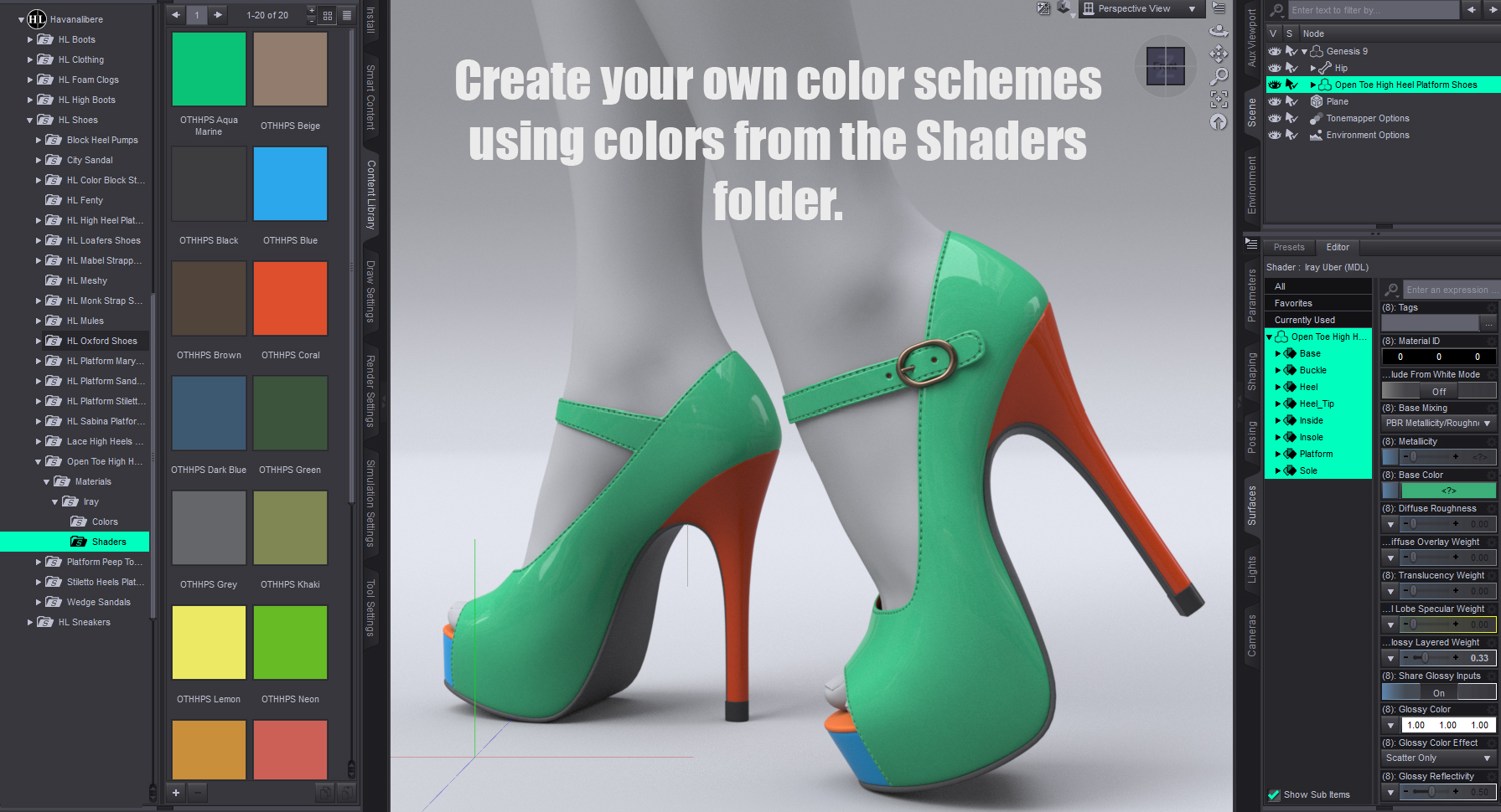 Open Toe High Heel Platform Shoes for Genesis 9, 8 and 8.1 Female | Daz 3D