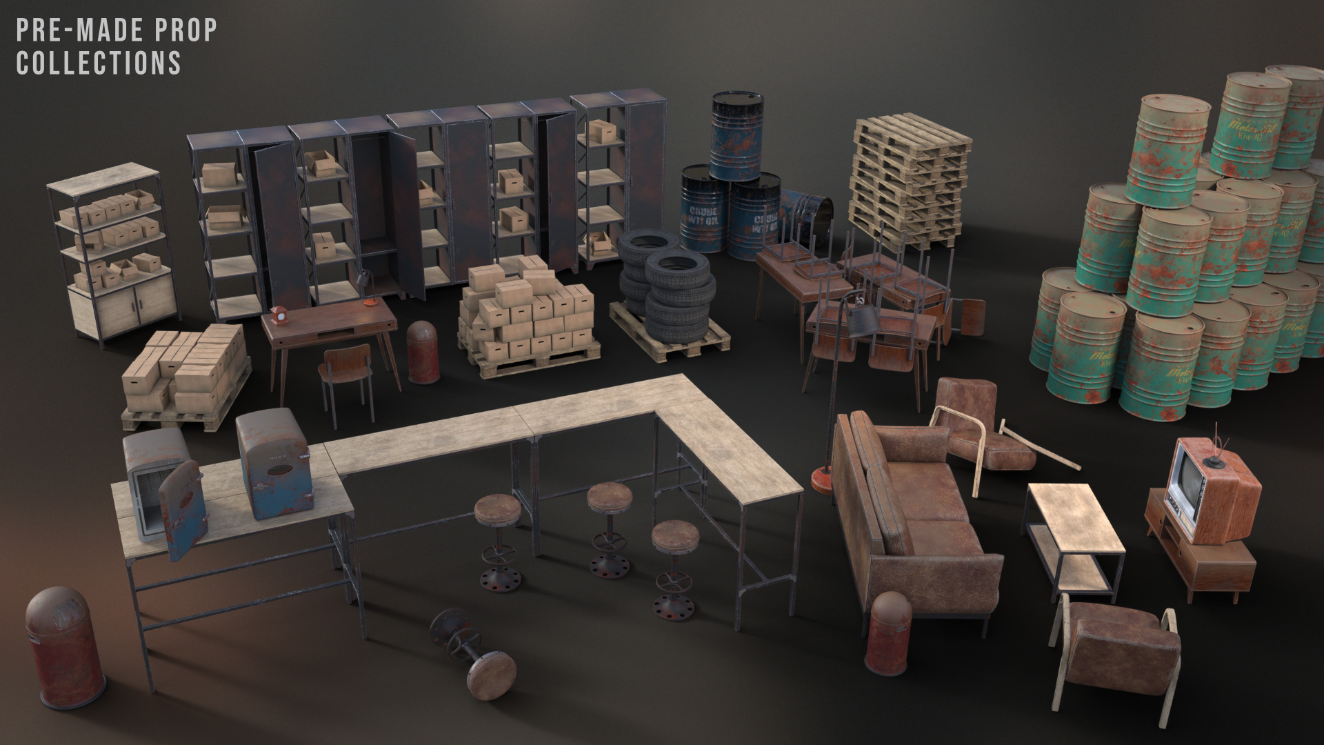 Abandoned Modular Industrial Loft Building Kit | Daz 3D