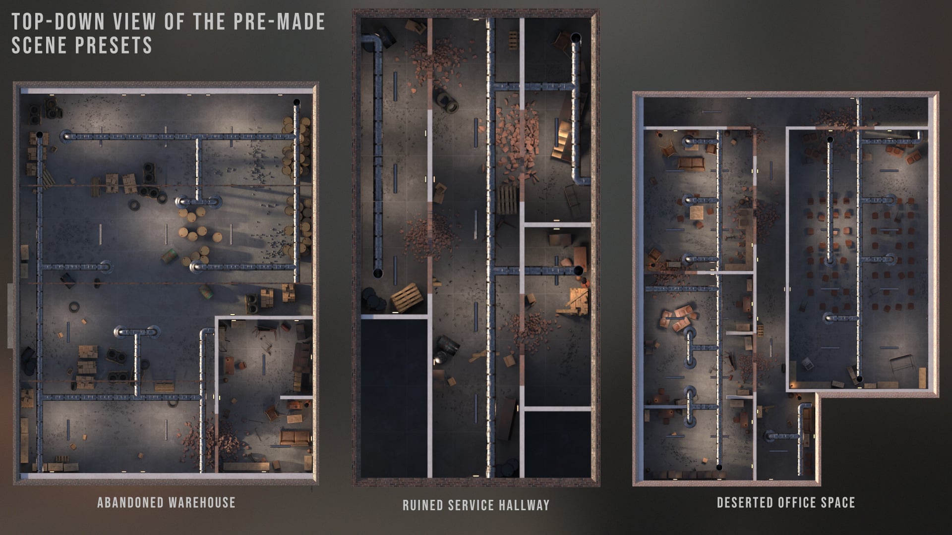 Abandoned Modular Industrial Loft Building Kit | Daz 3D