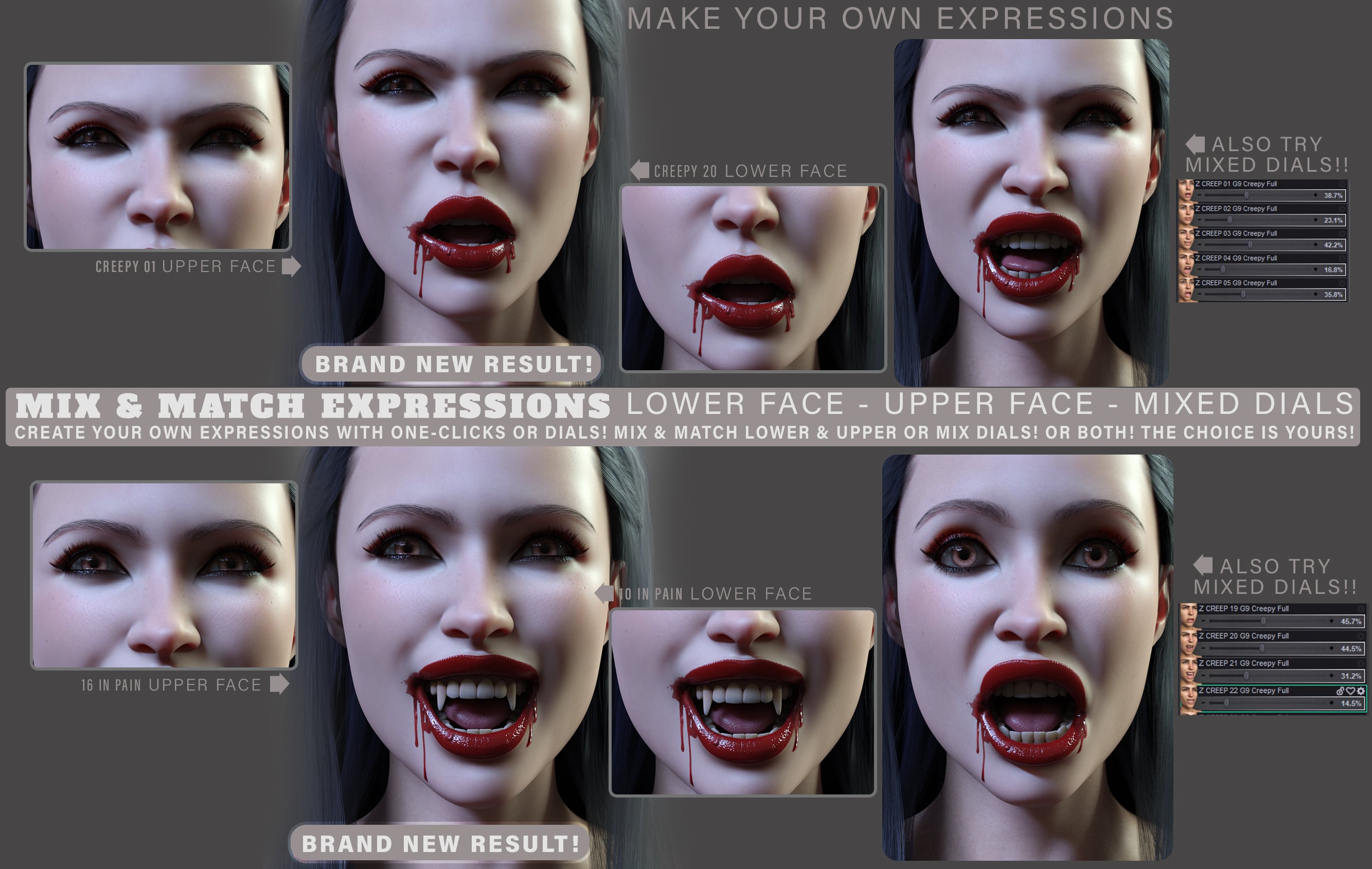 Z Creepy Expressions for Genesis 9 | Daz 3D
