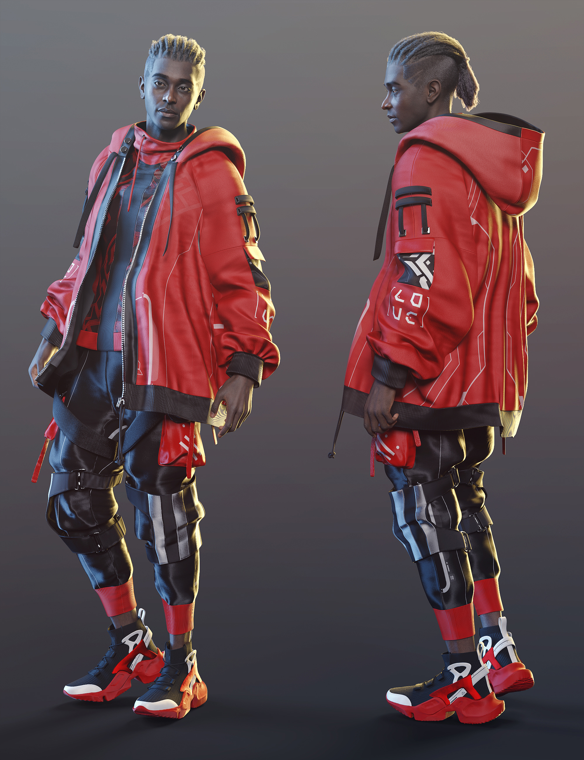 Urban Techwear Outfit Iray Texture Add-On | Daz 3D
