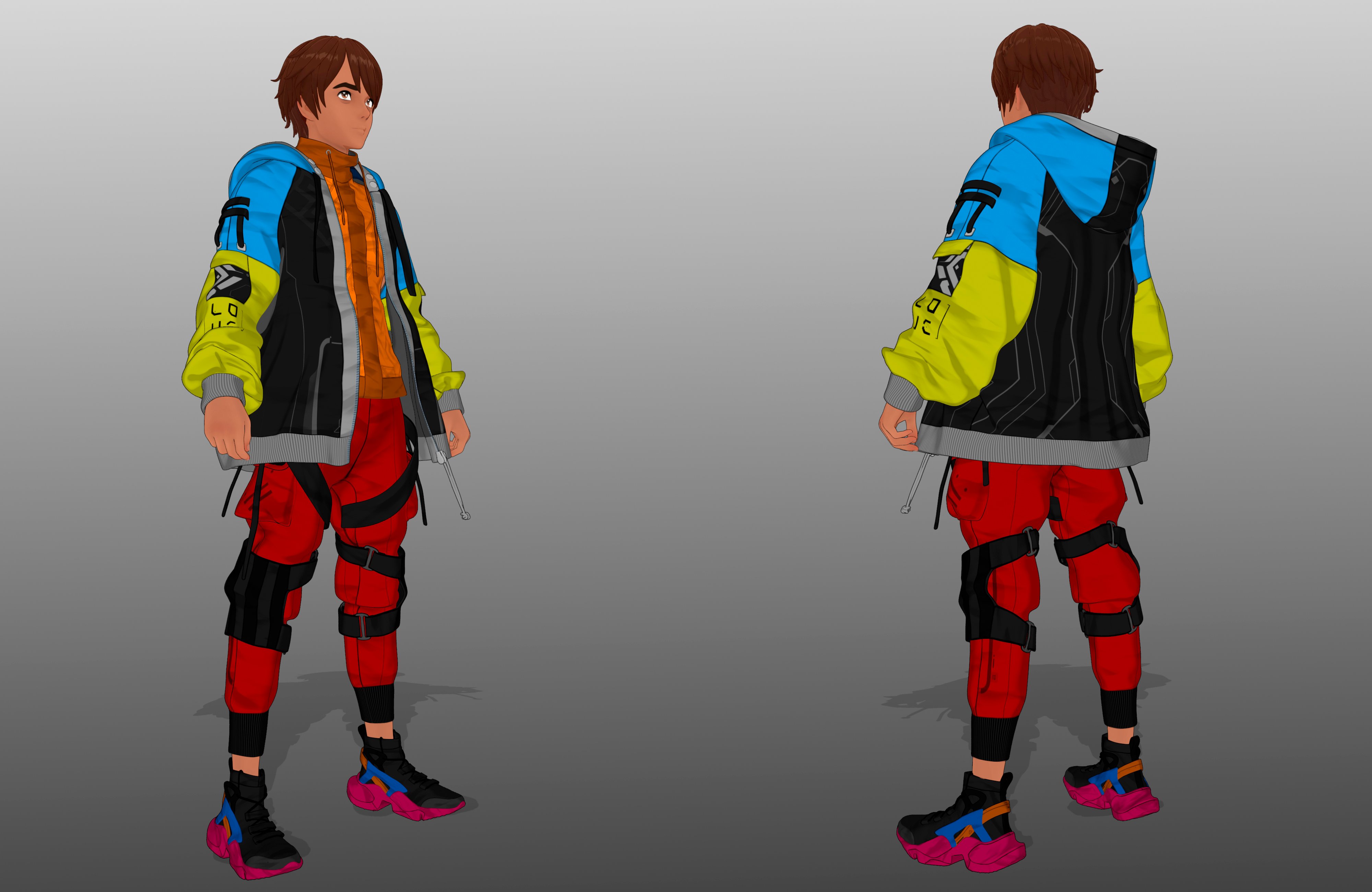 Urban Techwear Outfit FilaToon Texture Add-On | Daz 3D