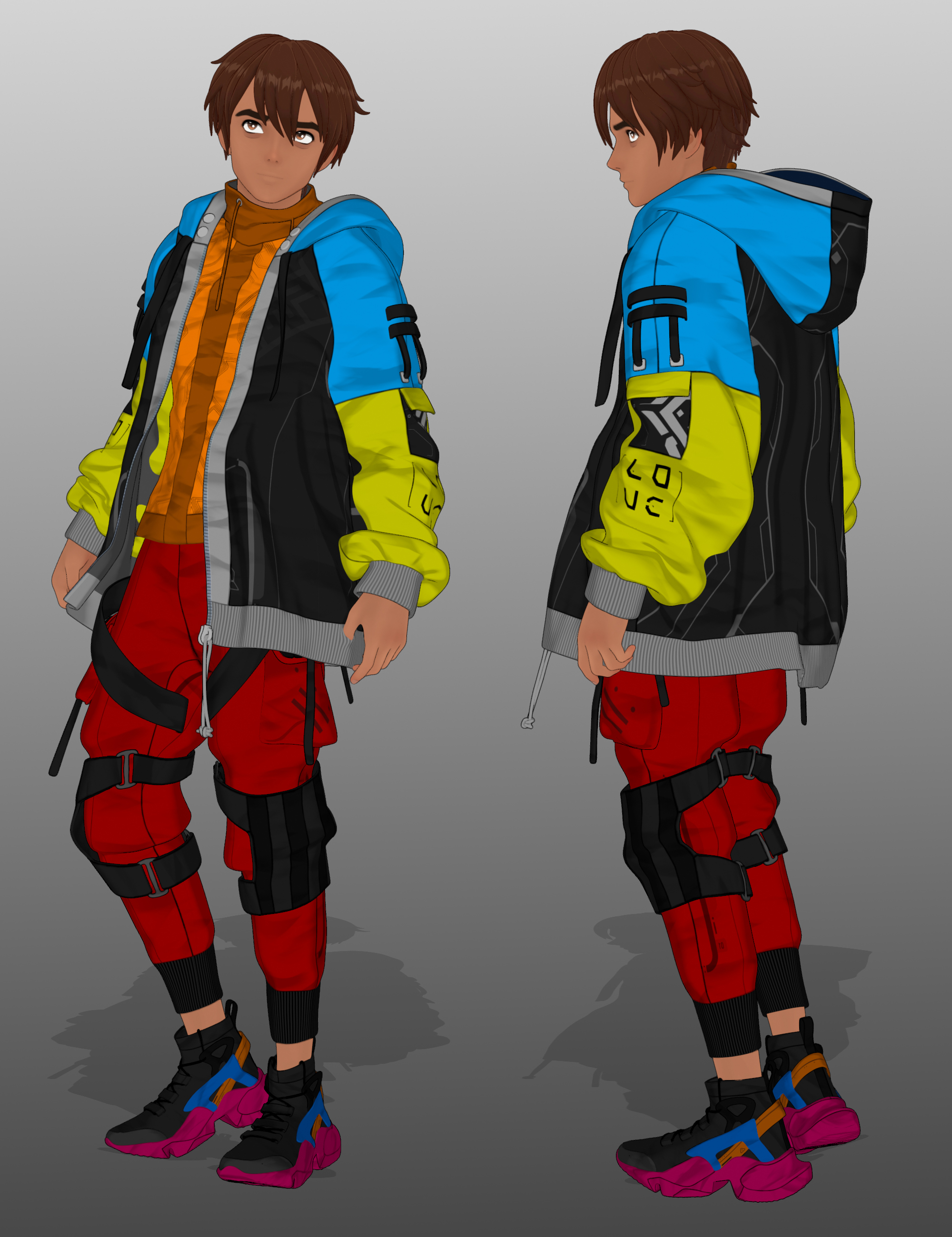 Urban Techwear Outfit FilaToon Texture Add-On | Daz 3D