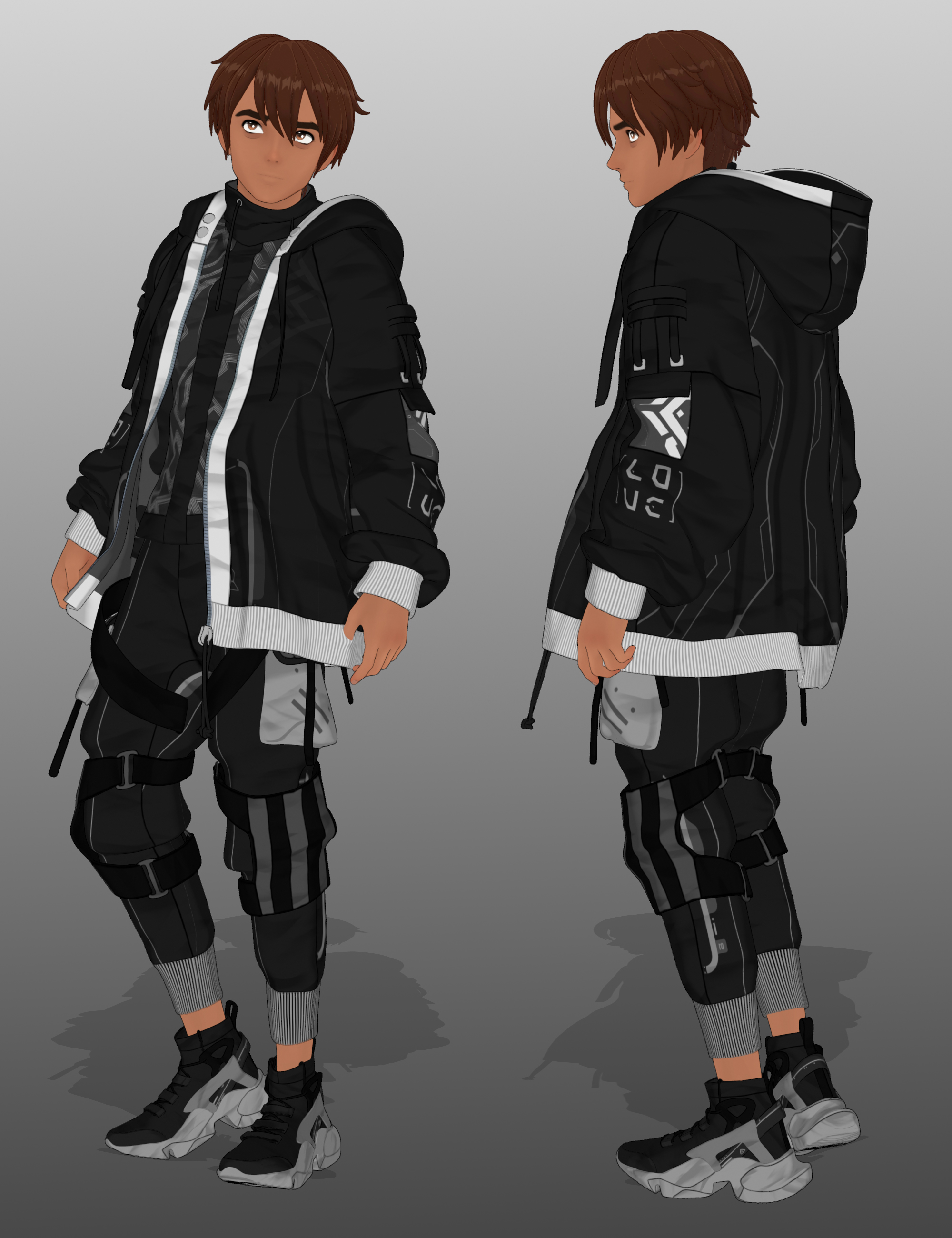 Urban Techwear Outfit FilaToon Texture Add-On | Daz 3D