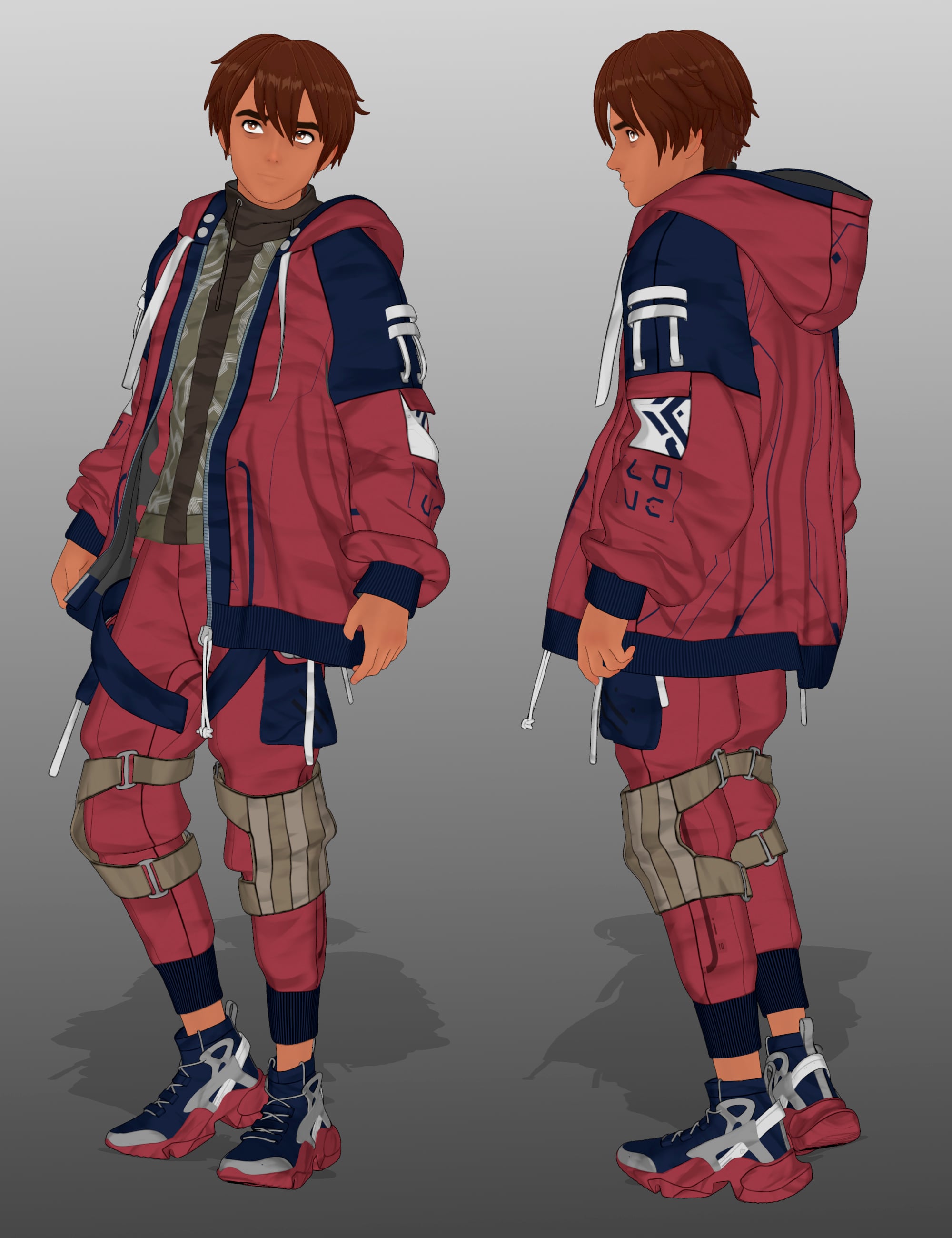 Urban Techwear Outfit FilaToon Texture Add-On | Daz 3D