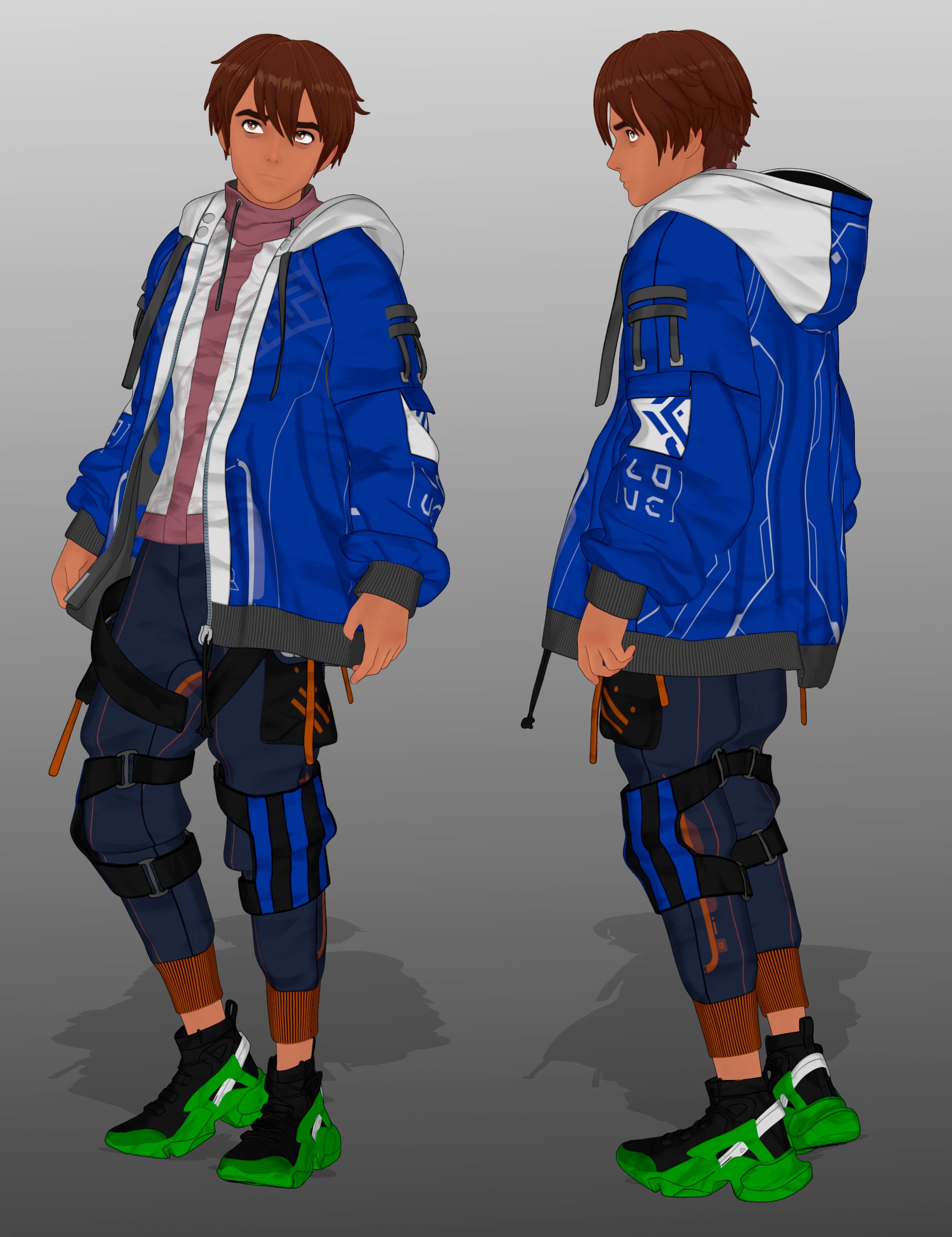 Urban Techwear Outfit FilaToon Texture Add-On | Daz 3D