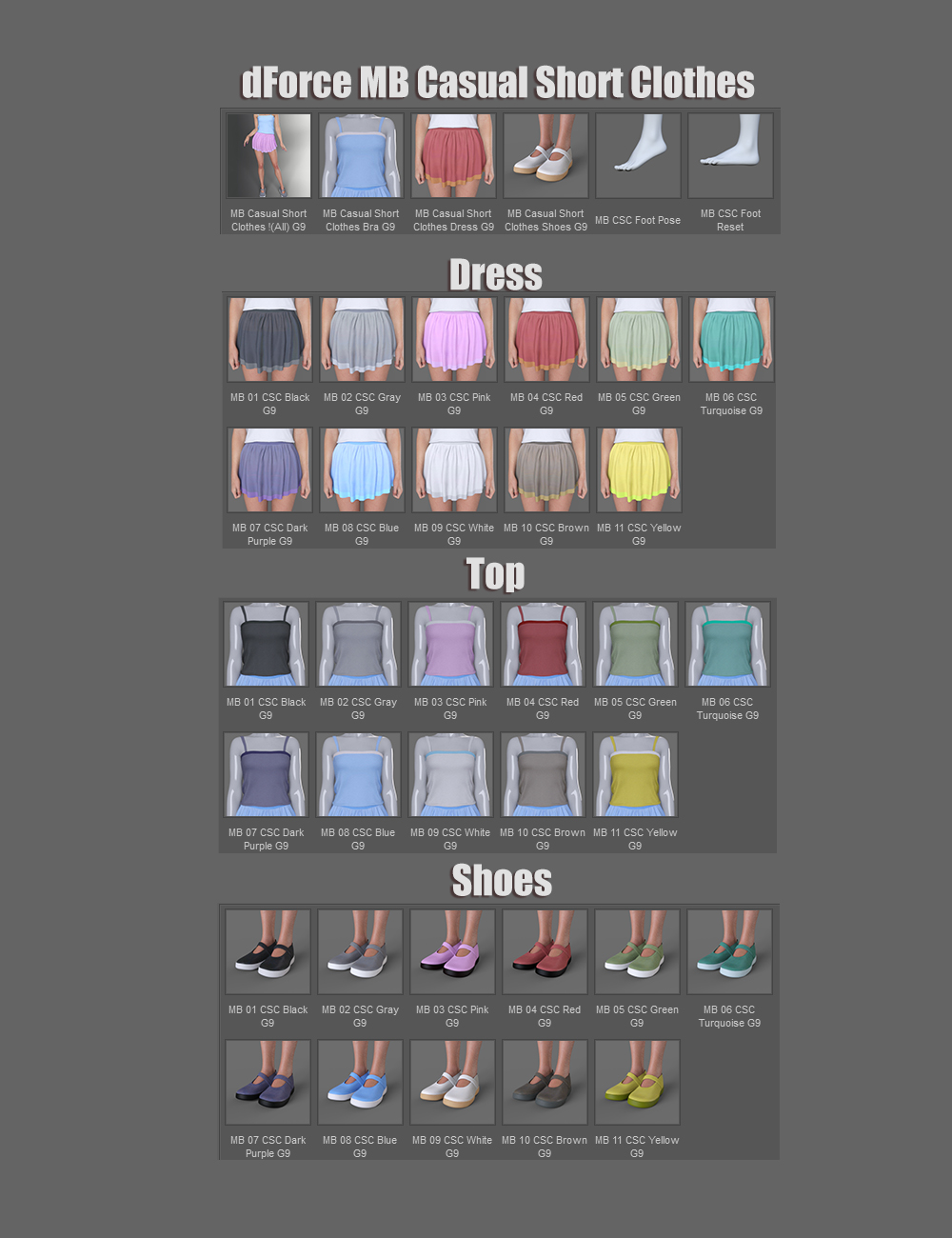 dForce MB Casual Short Clothes Genesis 9 Feminine | Daz 3D