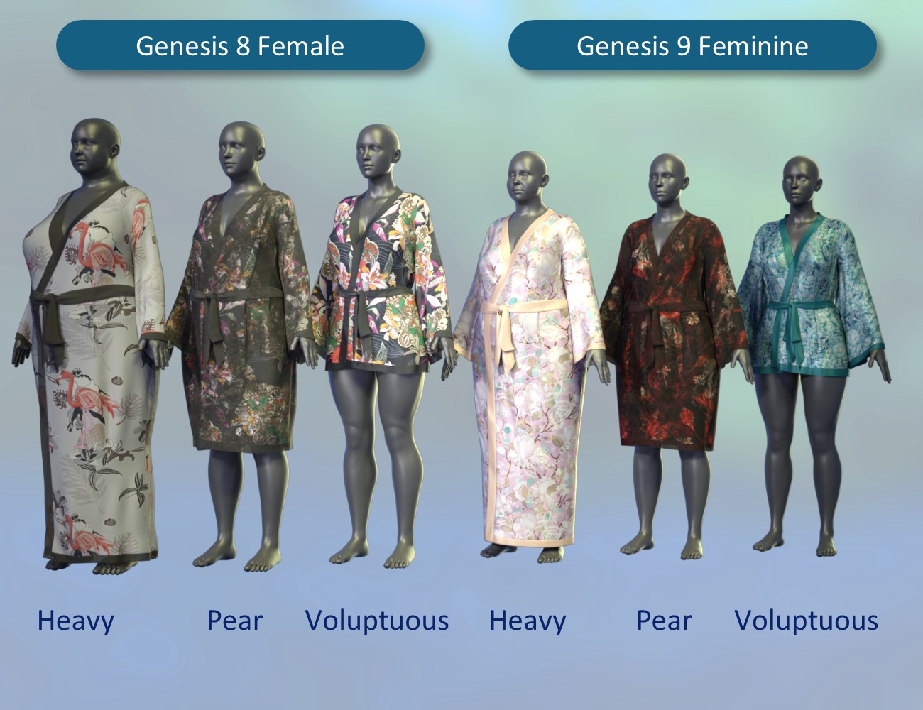 dForce Sunrise Robe for Genesis 9 and 8 Female | Daz 3D