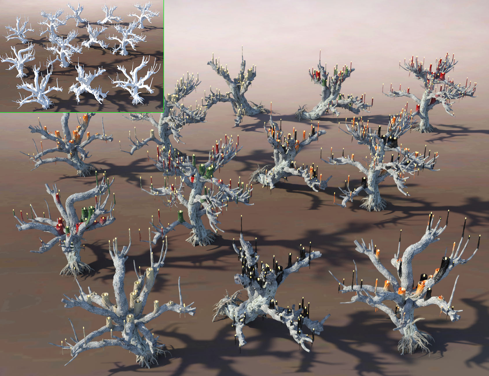 LR Illuminated Candle Trees | Daz 3D