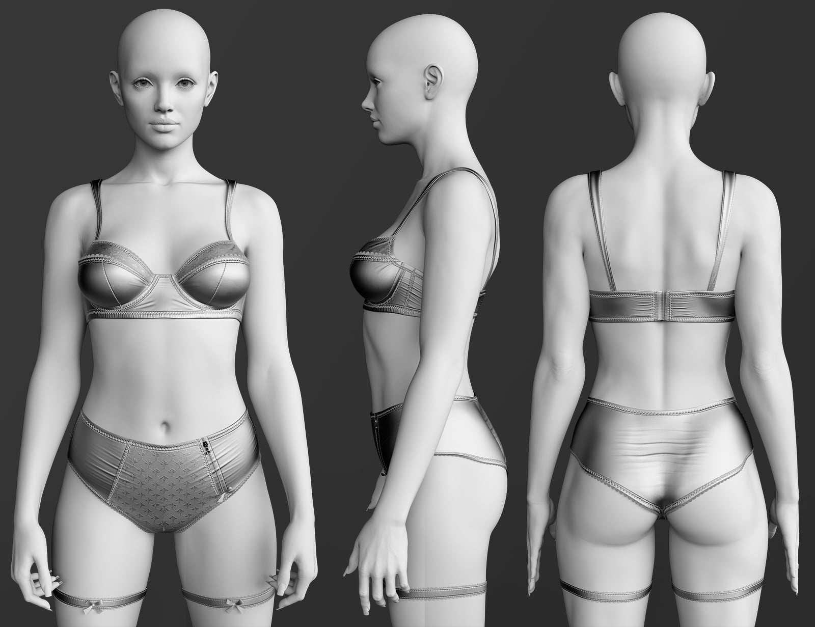 X-Fashion Mod & Muse Lingerie Set for Genesis 9 and 8 Female | Daz 3D
