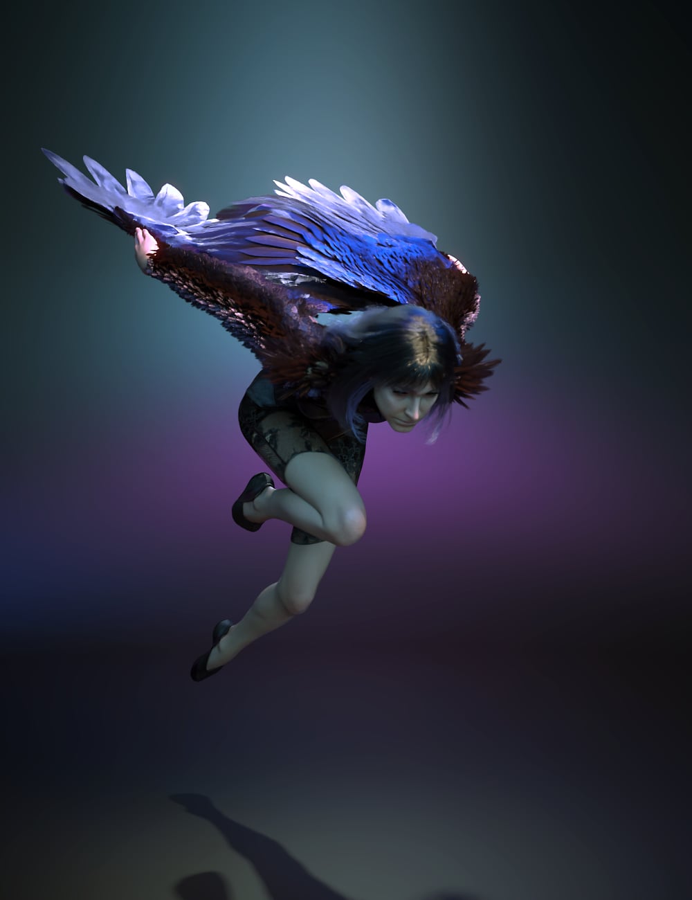 Raven Wing Poses for Genesis 9 and Aello Wings | Daz 3D