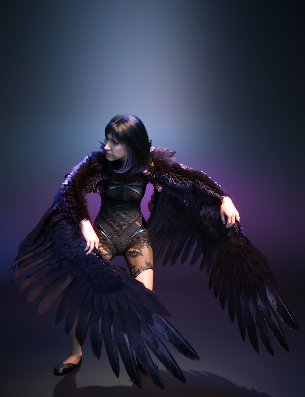 Raven Wing Poses for Genesis 9 and Aello Wings | Daz 3D