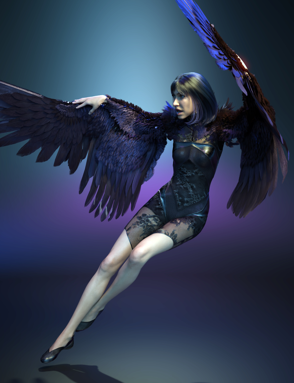 Raven Wing Poses for Genesis 9 and Aello Wings | Daz 3D