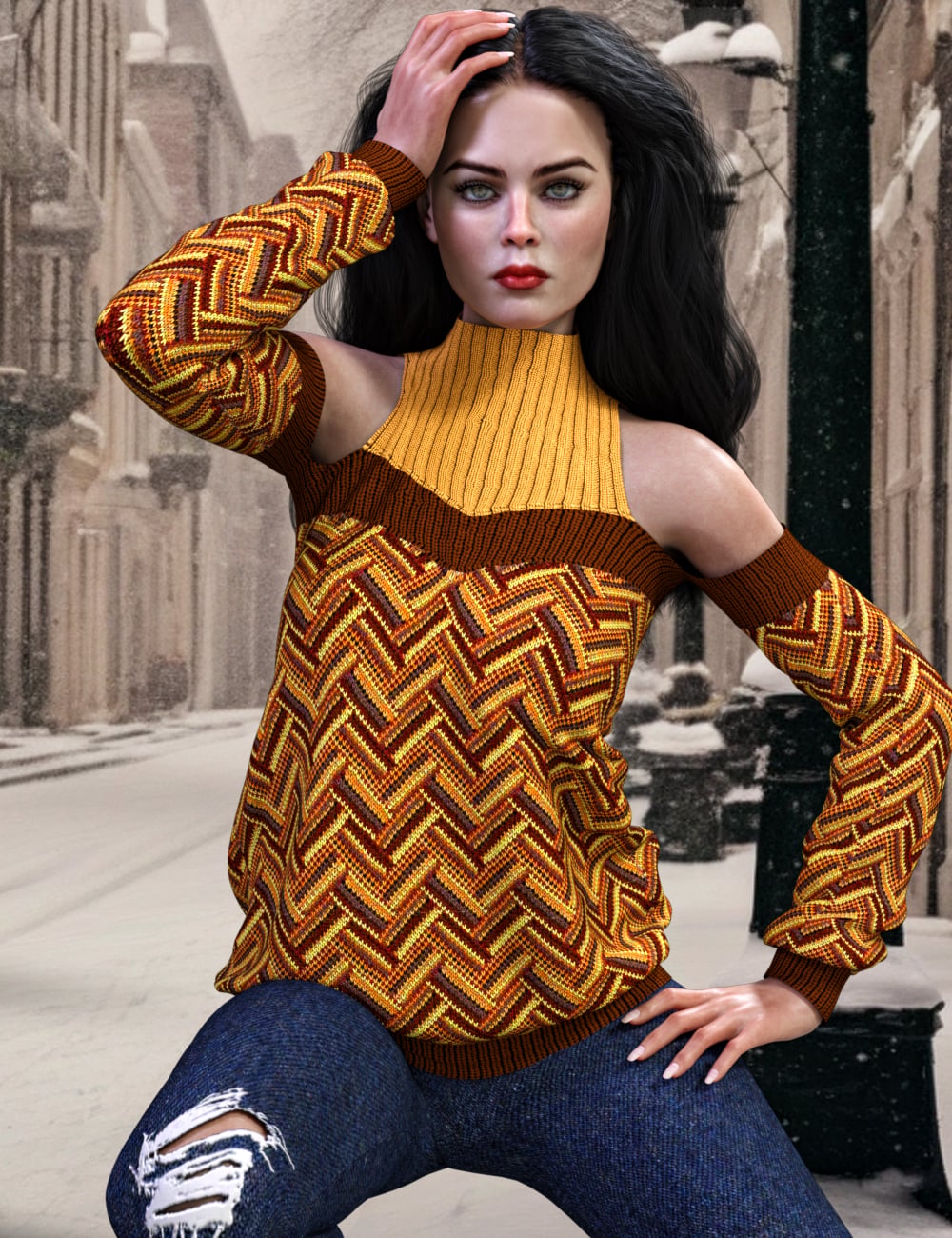 JMR dForce Agnes Sweater for Genesis 9 and 8 Female | Daz 3D