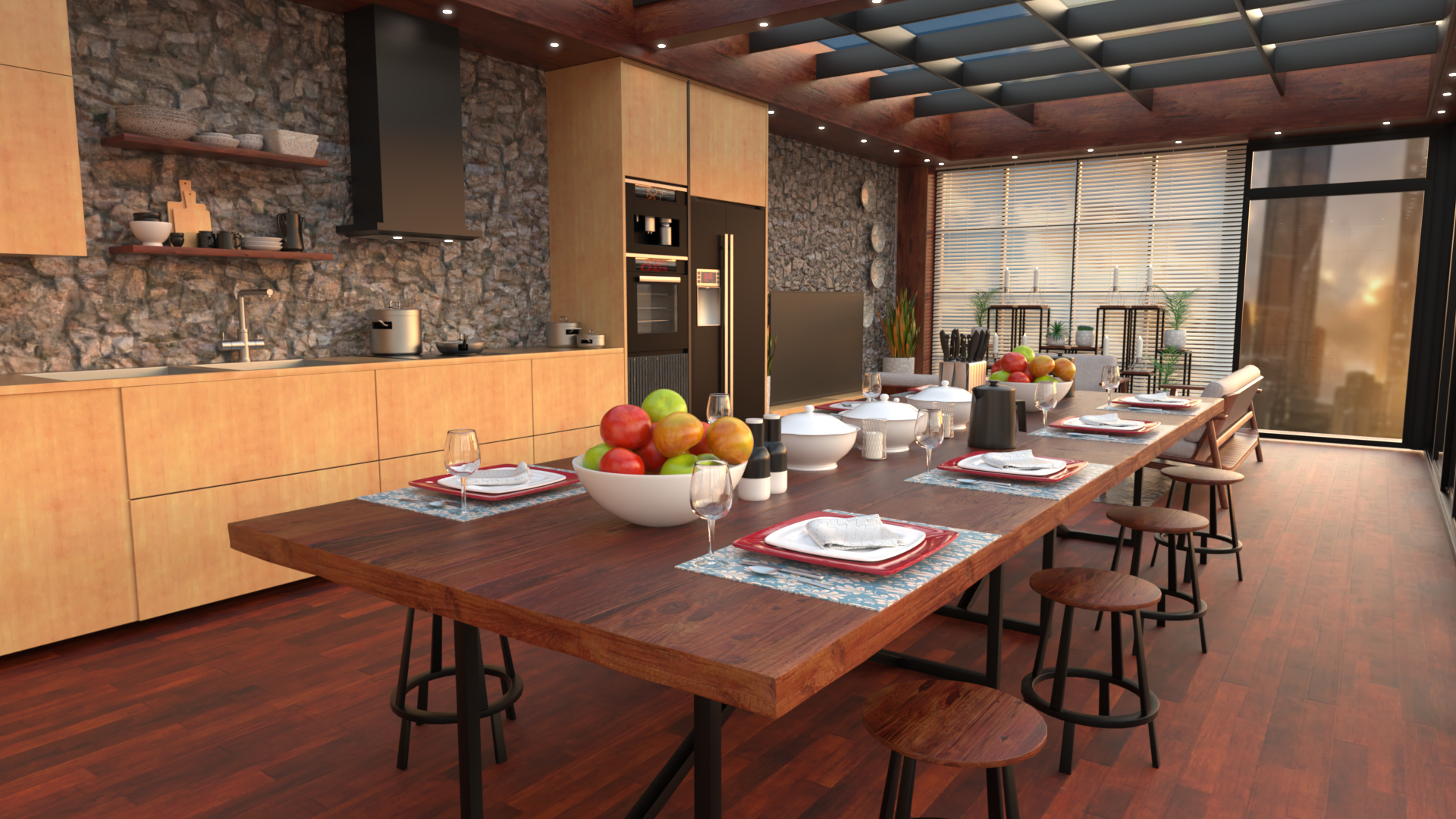 Luxe Stone Kitchen Interior ⋆ 3d-stuff Community