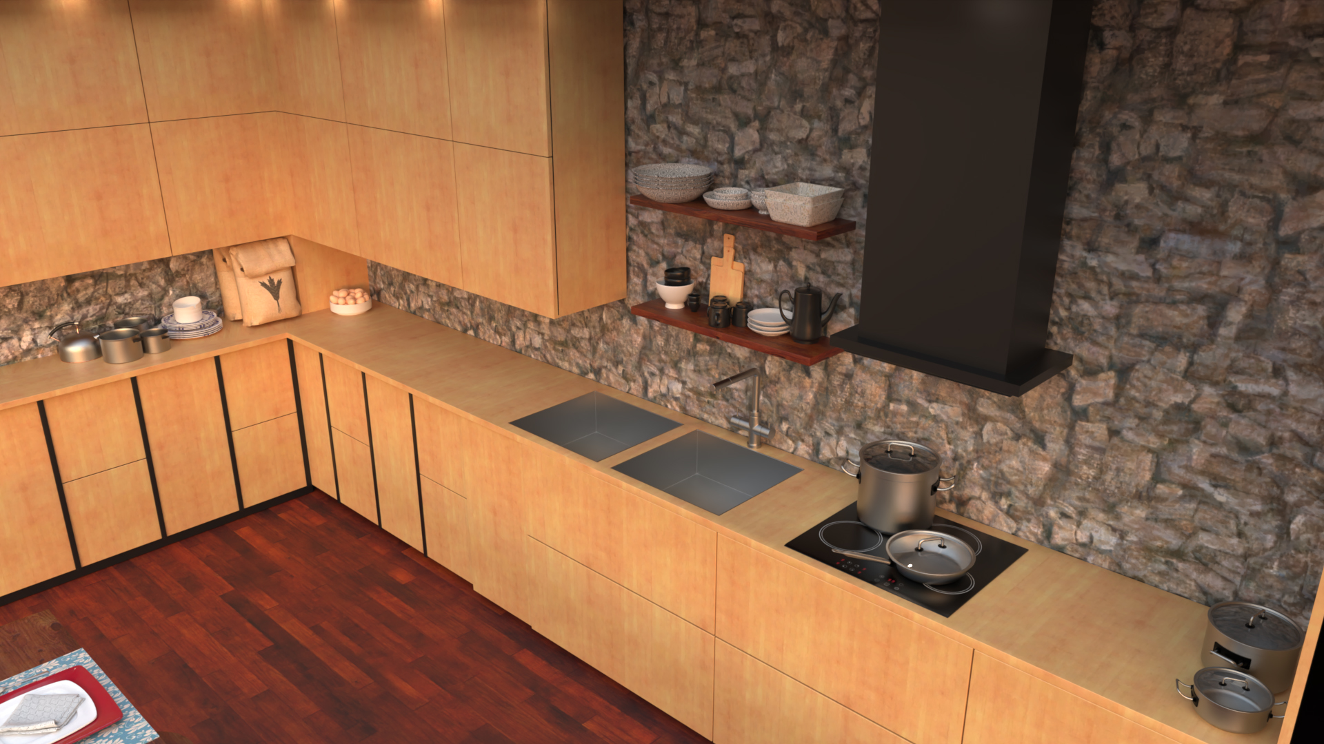 Luxe Stone Kitchen Interior | Daz 3D