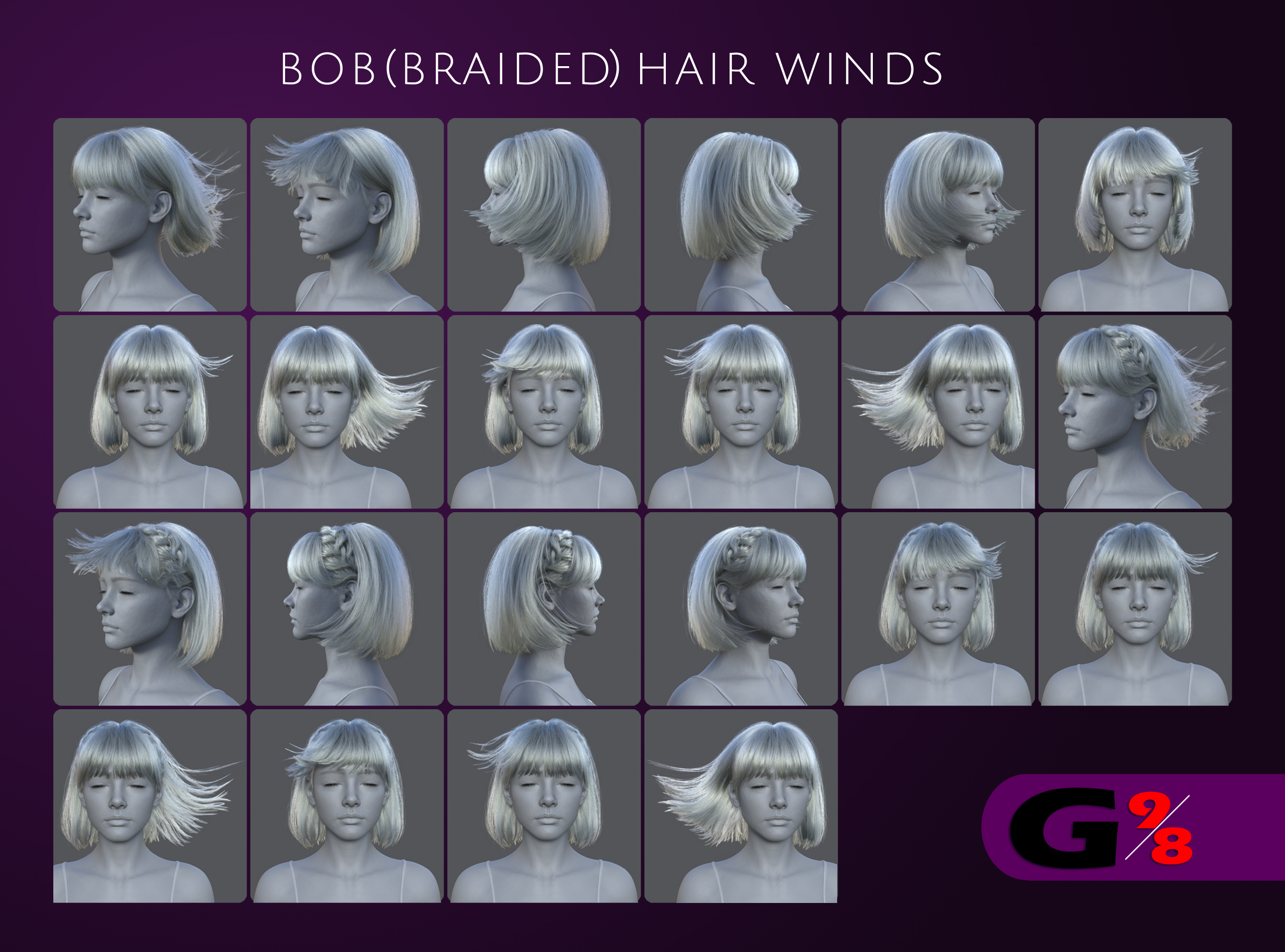dForce Strand-Based FE 2-in-1 Braided Style Bob Hair for Genesis 9,8 ...
