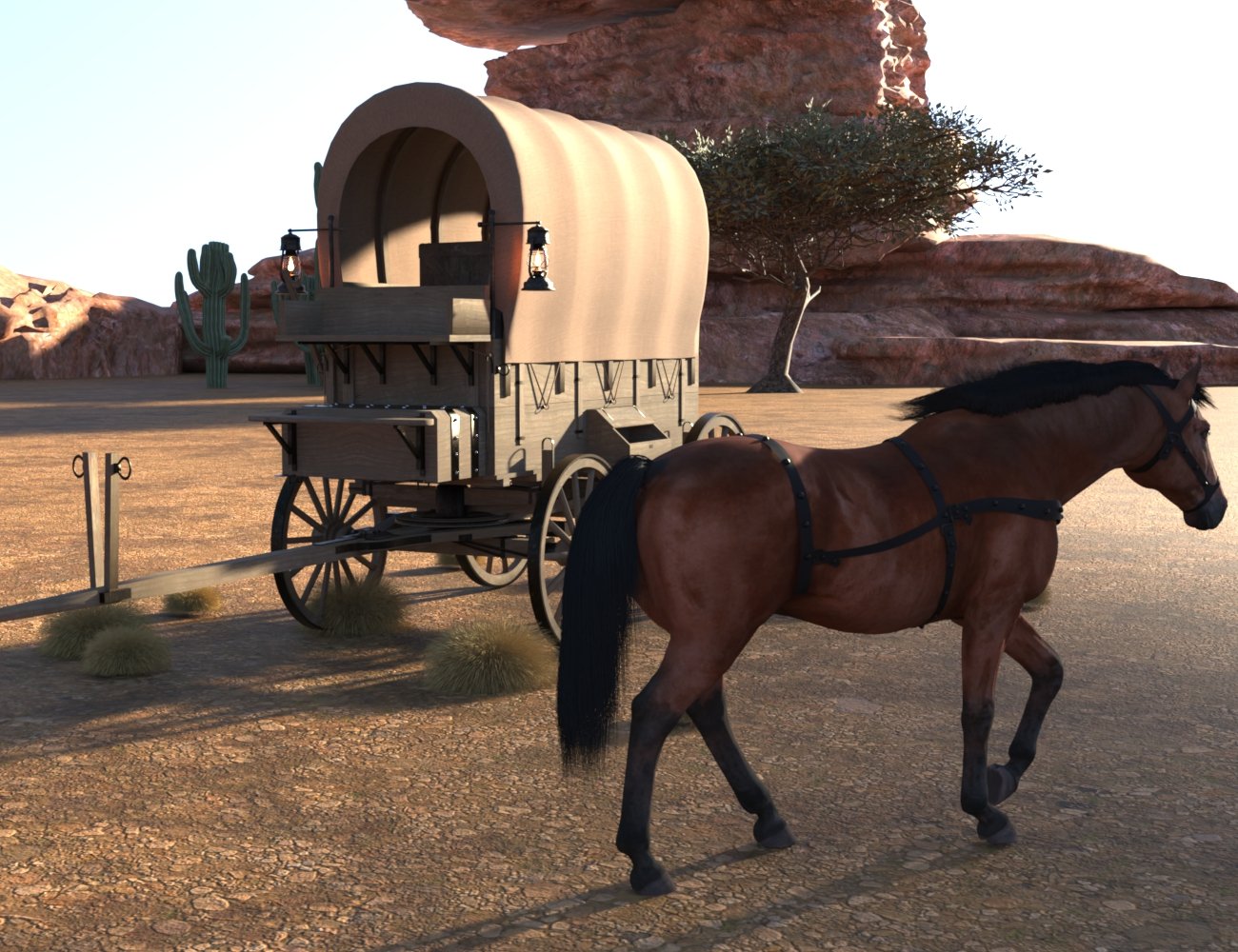 AP Wild West Covered Wagon ⋆ Freebies Daz 3D