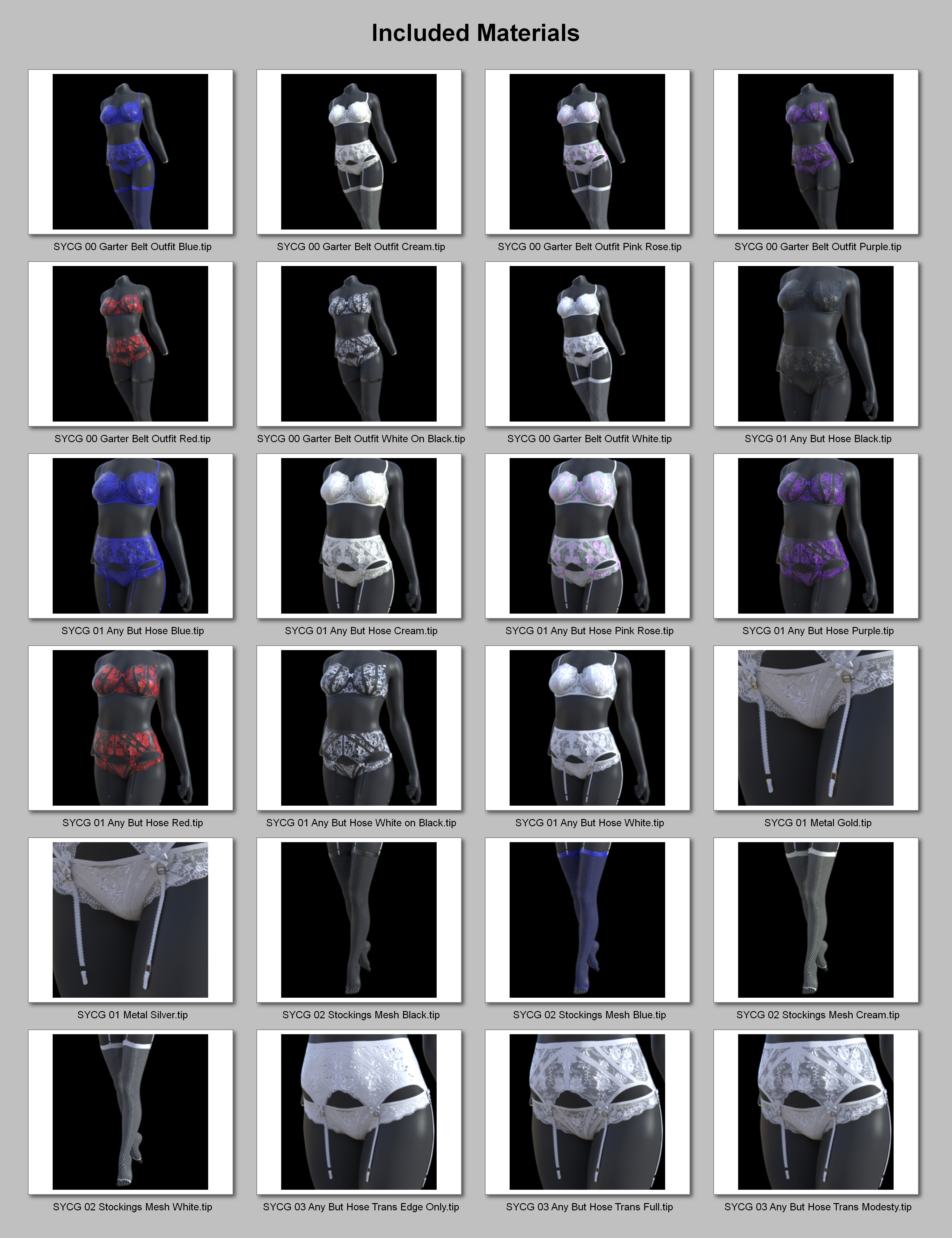 SY Classic Garter Belt Set Genesis 9 | Daz 3D