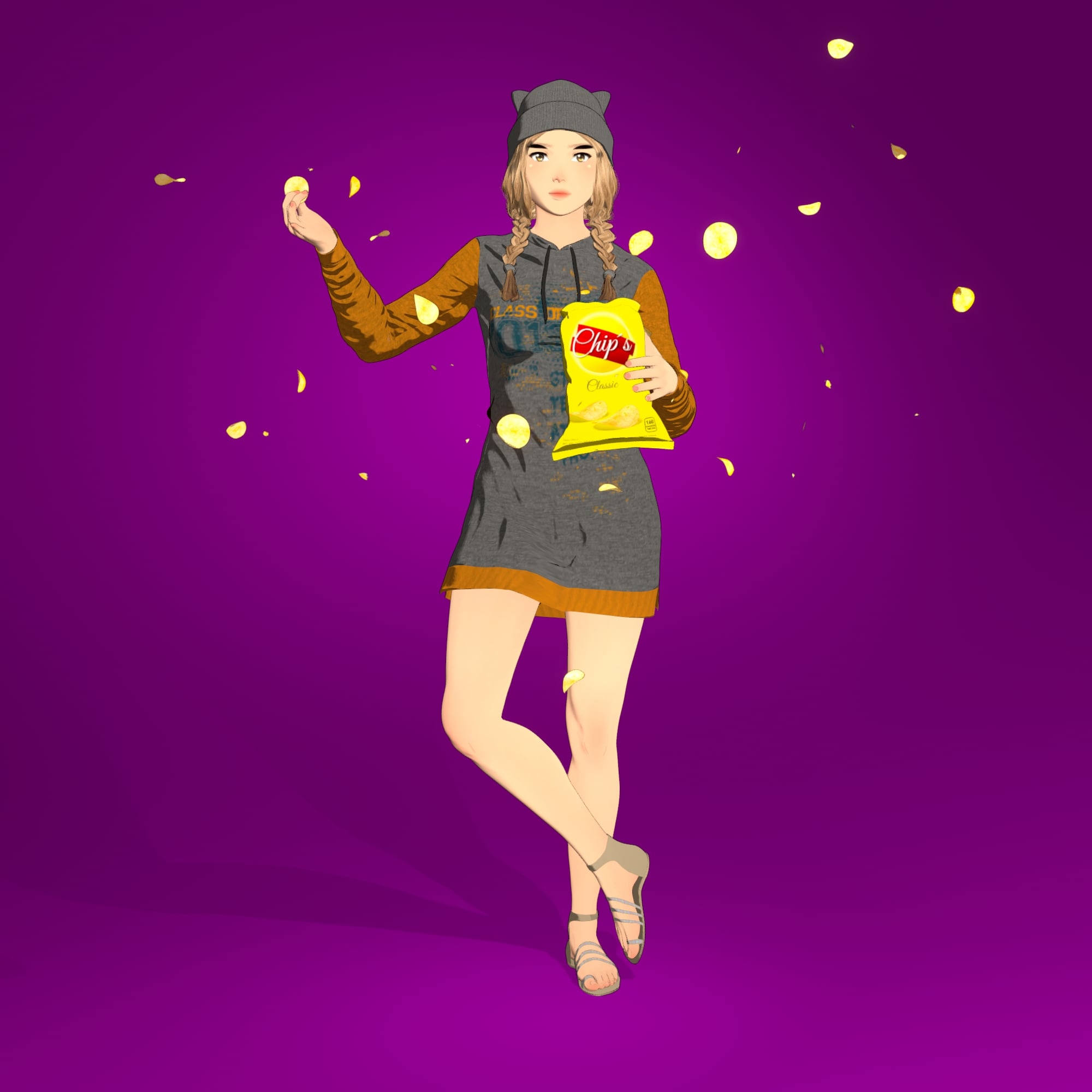 HT Delicious Snack Chips Poses and Prop for Genesis 9 | Daz 3D