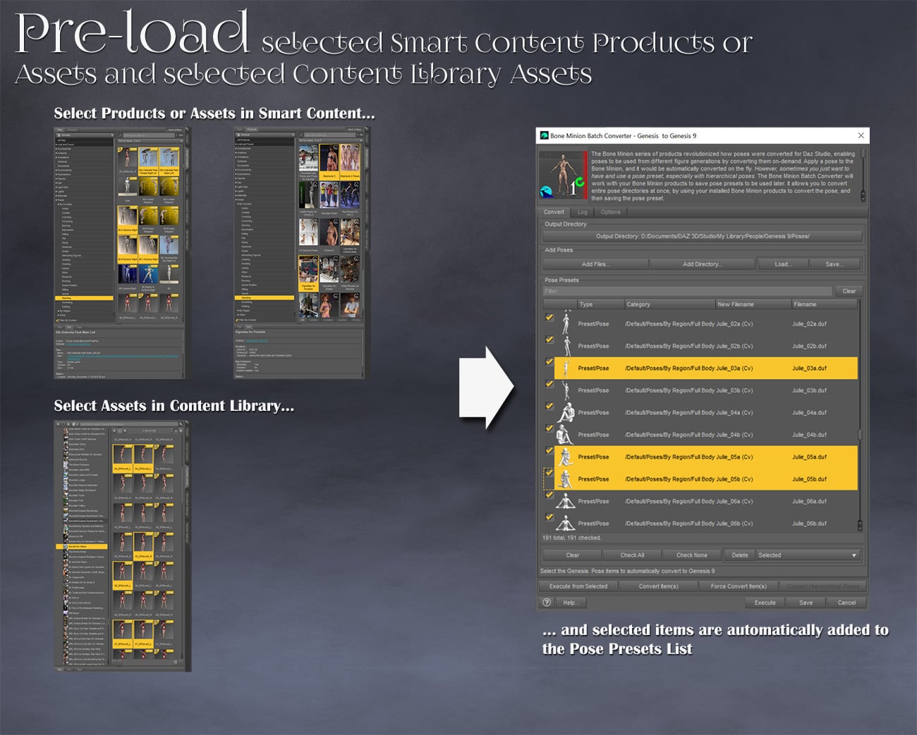 Bone Minion Batch Converter for Genesis Poses | Daz 3D