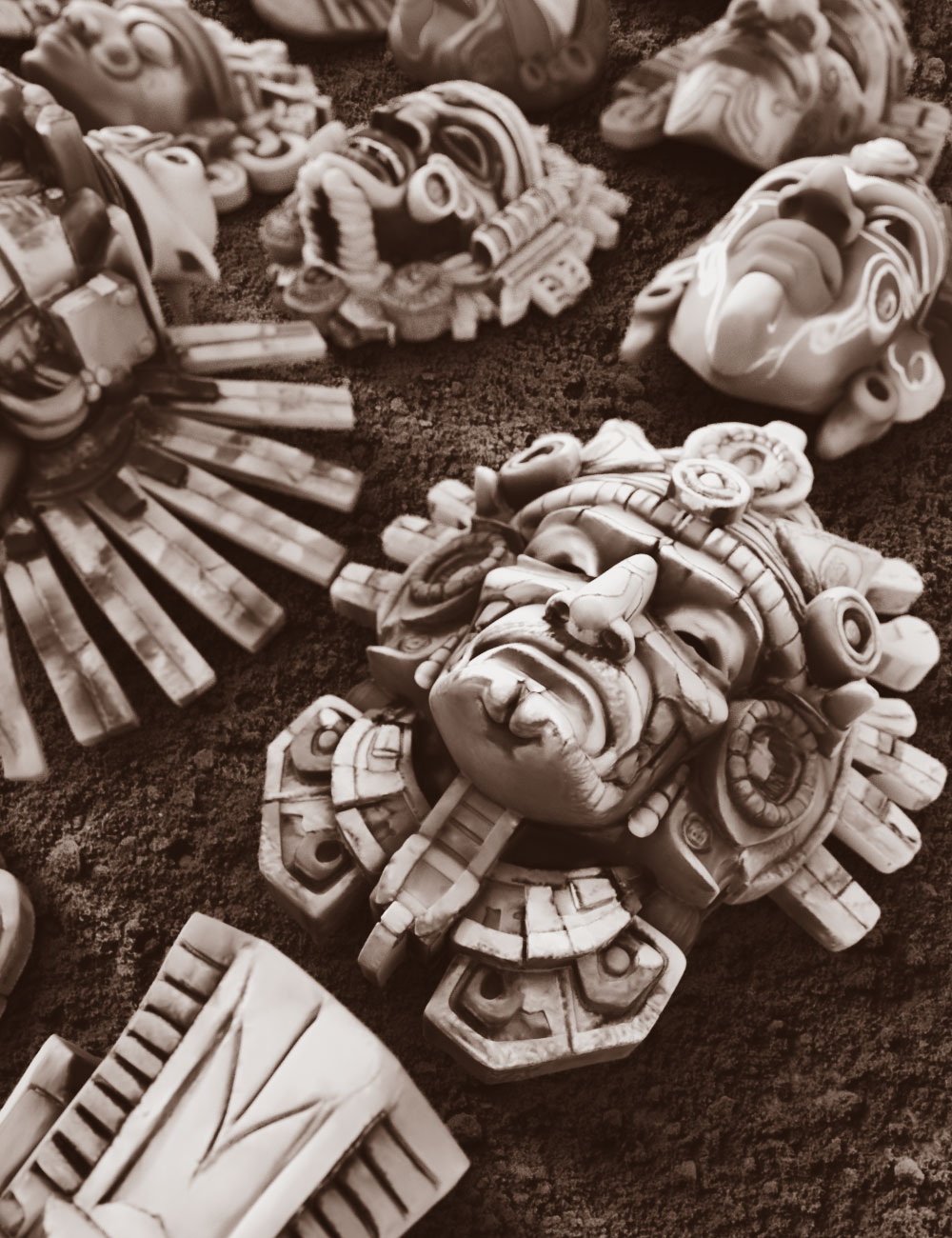 Old World Ruins Inca Mayan Head Masks Genesis 9 Base | Daz 3D