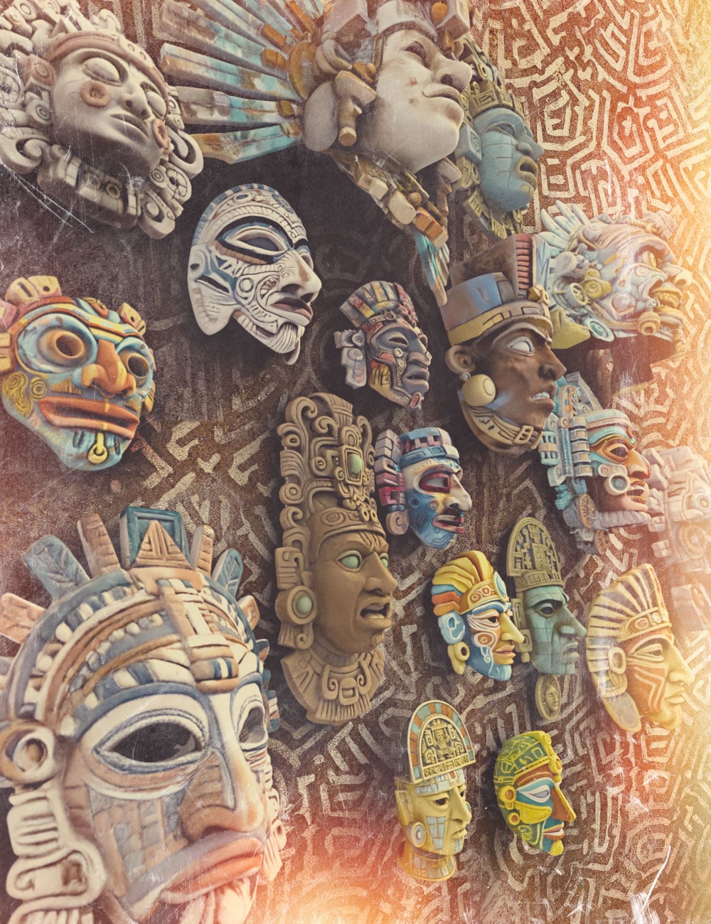 Old World Ruins Inca Mayan Head Masks Genesis 9 Base | Daz 3D