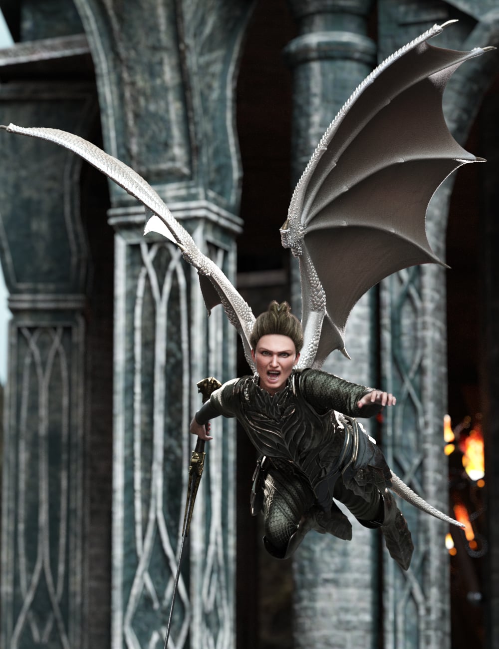 Dragonesque Hierarchical Poses for Dragon Wings and Tail for Genesis 9 ...