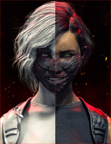 FPE HD Face Burns Carbonized Add-On for Genesis 9 | Daz 3D