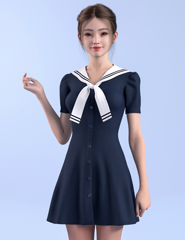 dForce HnC25 Sailor Bloom Dress for Genesis 9 | Daz 3D