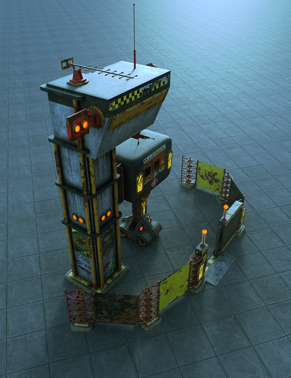 The Cog Regime Security Gate and Tower | Daz 3D