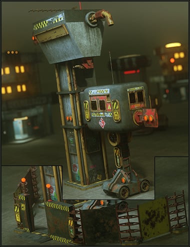 The Cog Regime Security Gate and Tower | Daz 3D