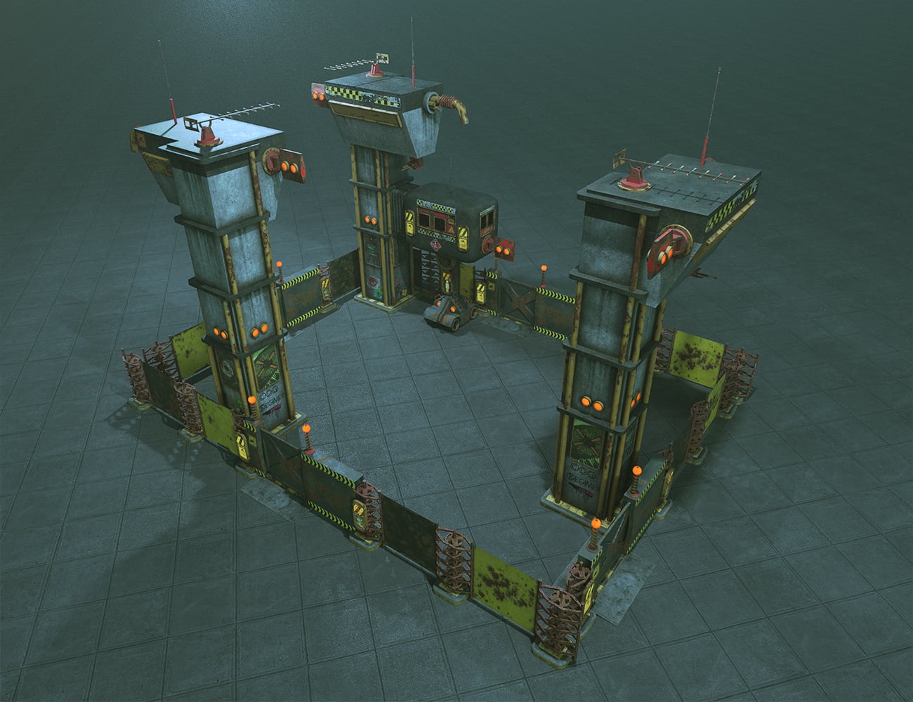 The Cog Regime Security Gate and Tower | Daz 3D