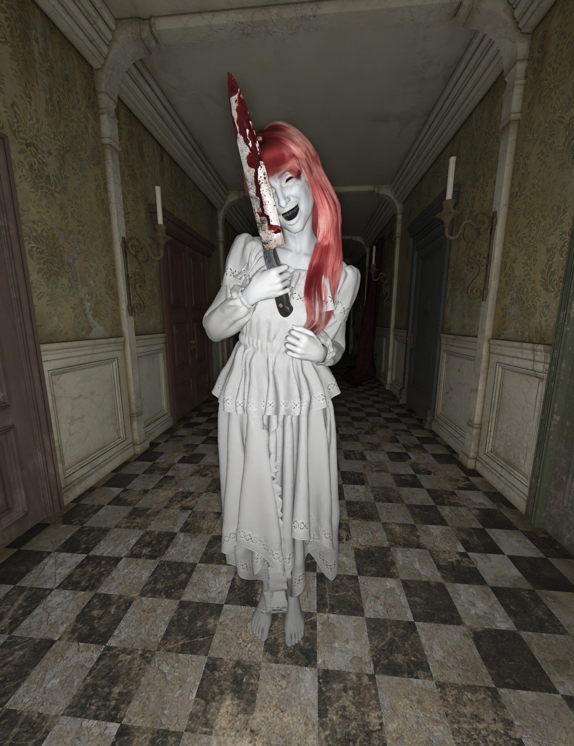 HT Horror Poses and Bloody Knife for Genesis 9 | Daz 3D
