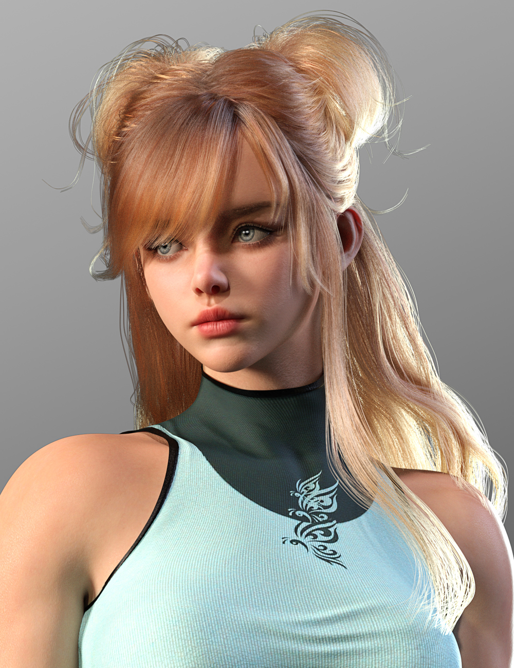 dForce Double Bun Cape Hair for Genesis 9 | Daz 3D