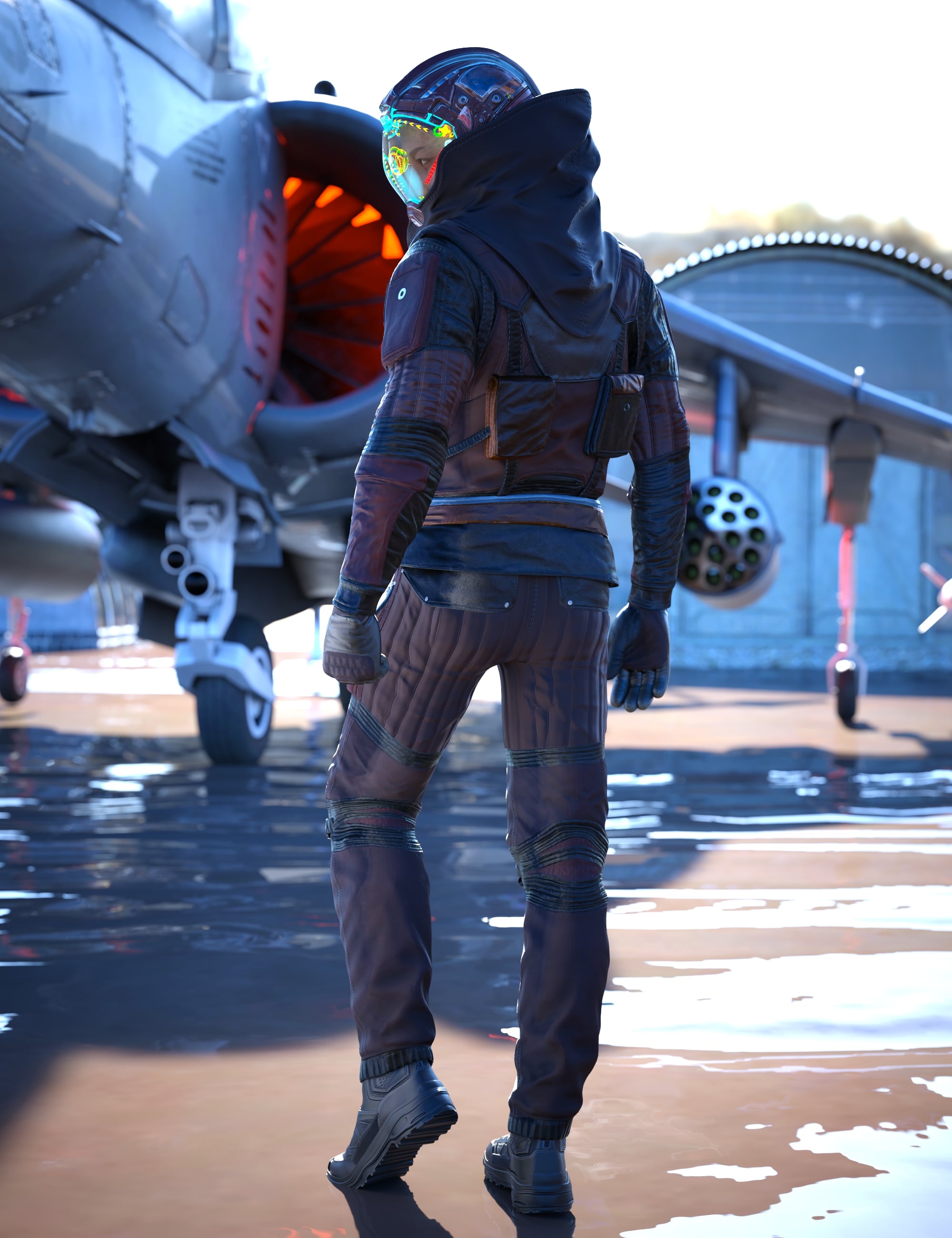 dForce Combat Pilot Outfit for Genesis 9 ⋆ Freebies Daz 3D