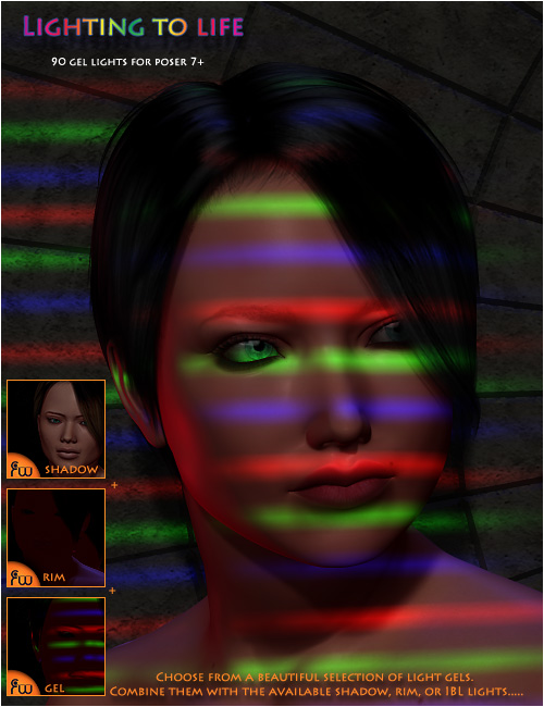 Lighting 2 Life Light Gels for Poser | Daz 3D