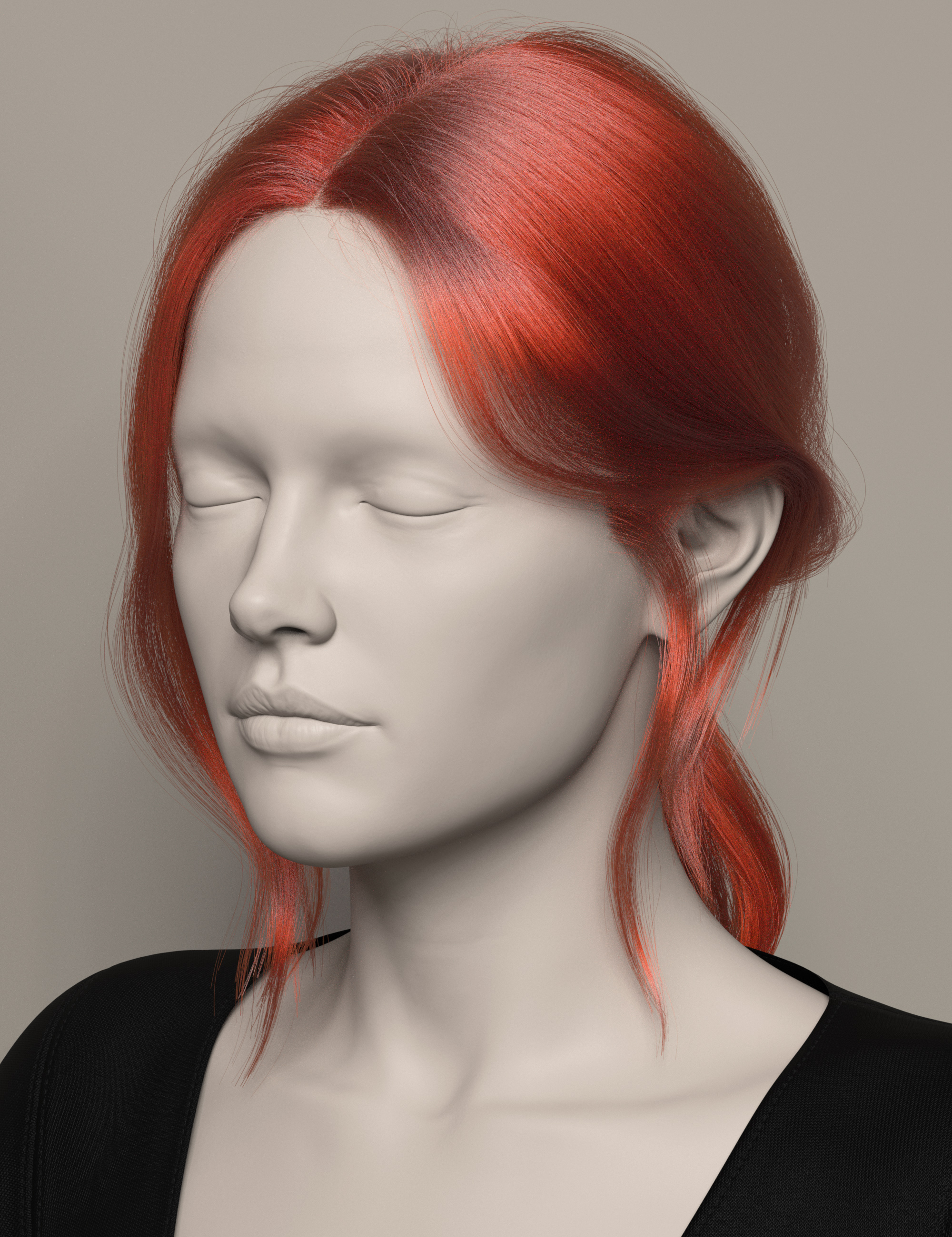 dForce Strand-Based Romantic Middle Parting Ponytail Hair for Genesis 9 ...