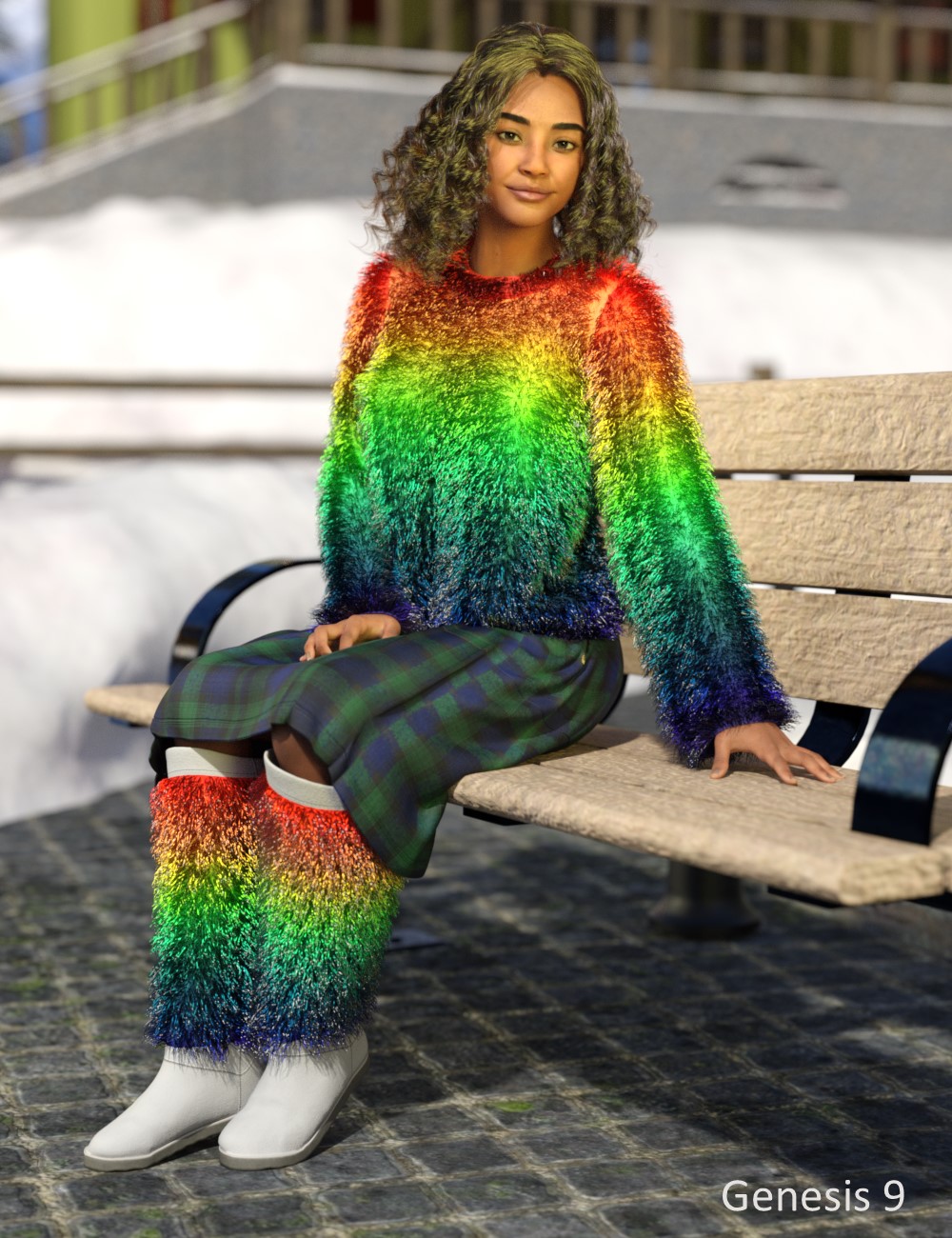 dForce Winter Whimsy Outfit for Genesis 9 and 8 Female ⋆ Freebies Daz 3D