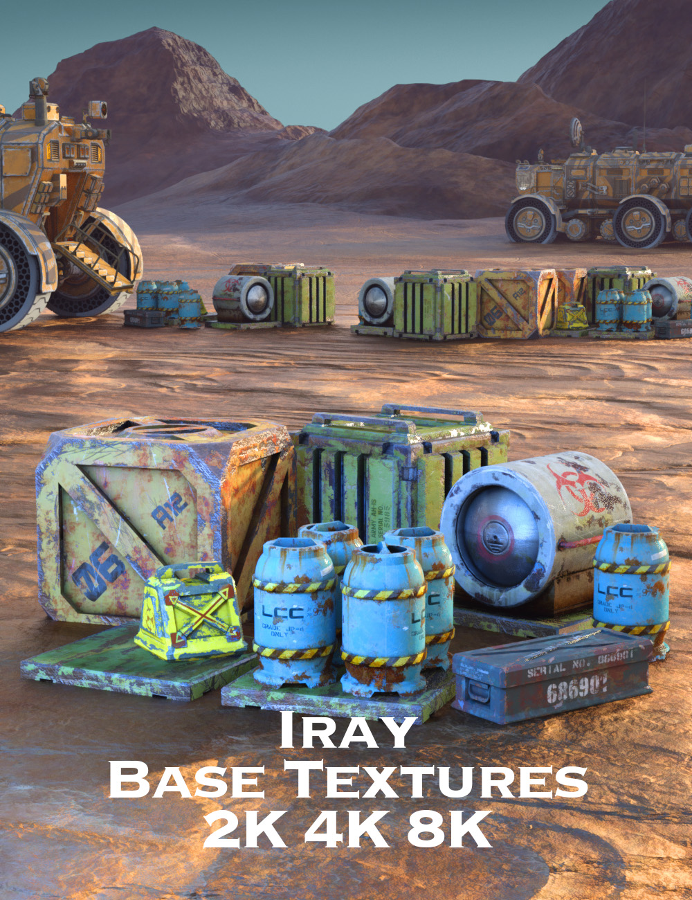 Lazarus CC Crates 2K 4K 8K Iray Quad Texture Add-On | Daz 3D