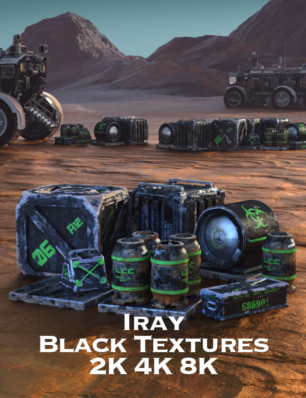 Lazarus CC Crates 2K 4K 8K Iray Quad Texture Add-On | Daz 3D