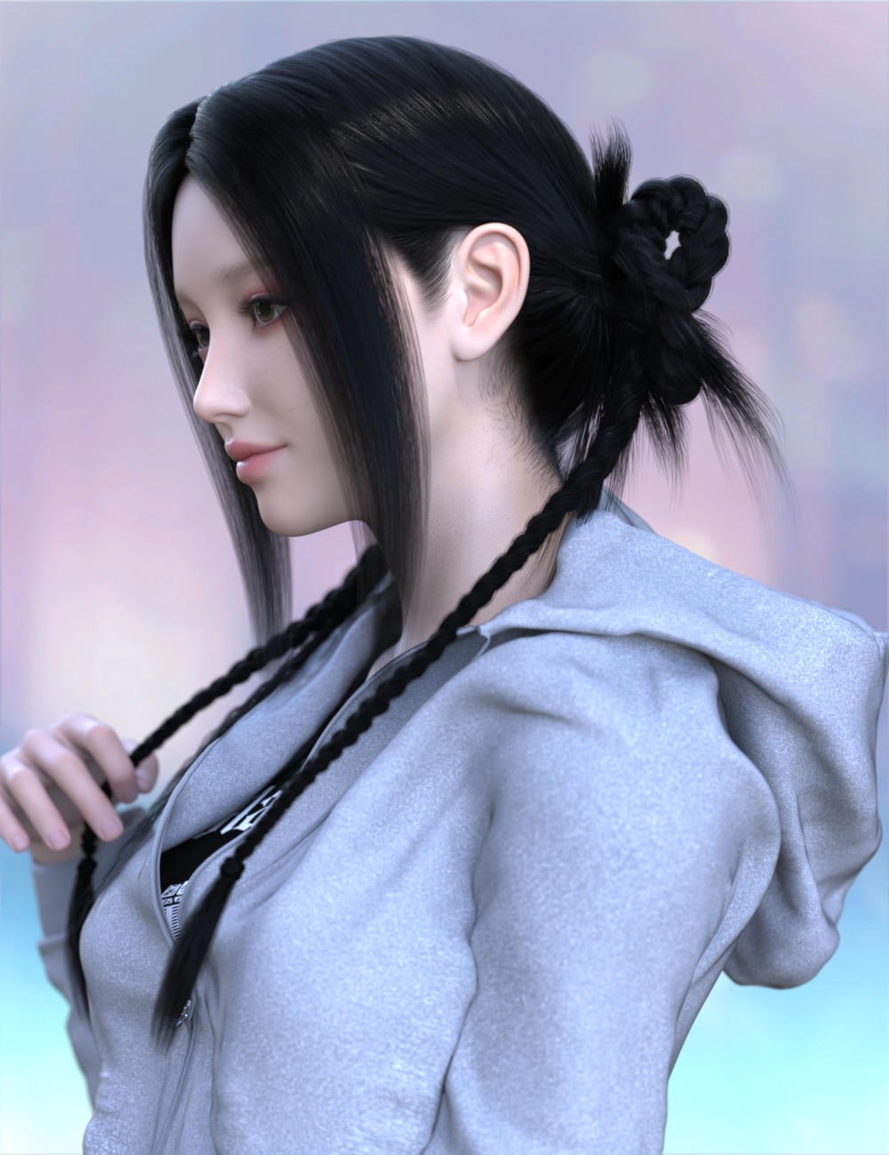 Double Braid Buns Hair for Genesis 9 ⋆ Freebies Daz 3D