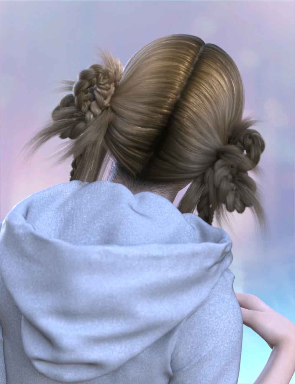 Double Braid Buns Hair for Genesis 9 | Daz 3D