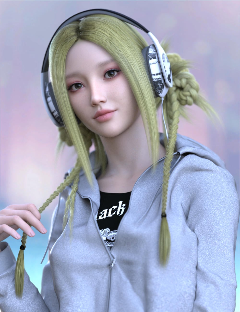 Double Braid Buns Hair for Genesis 9 | Daz 3D