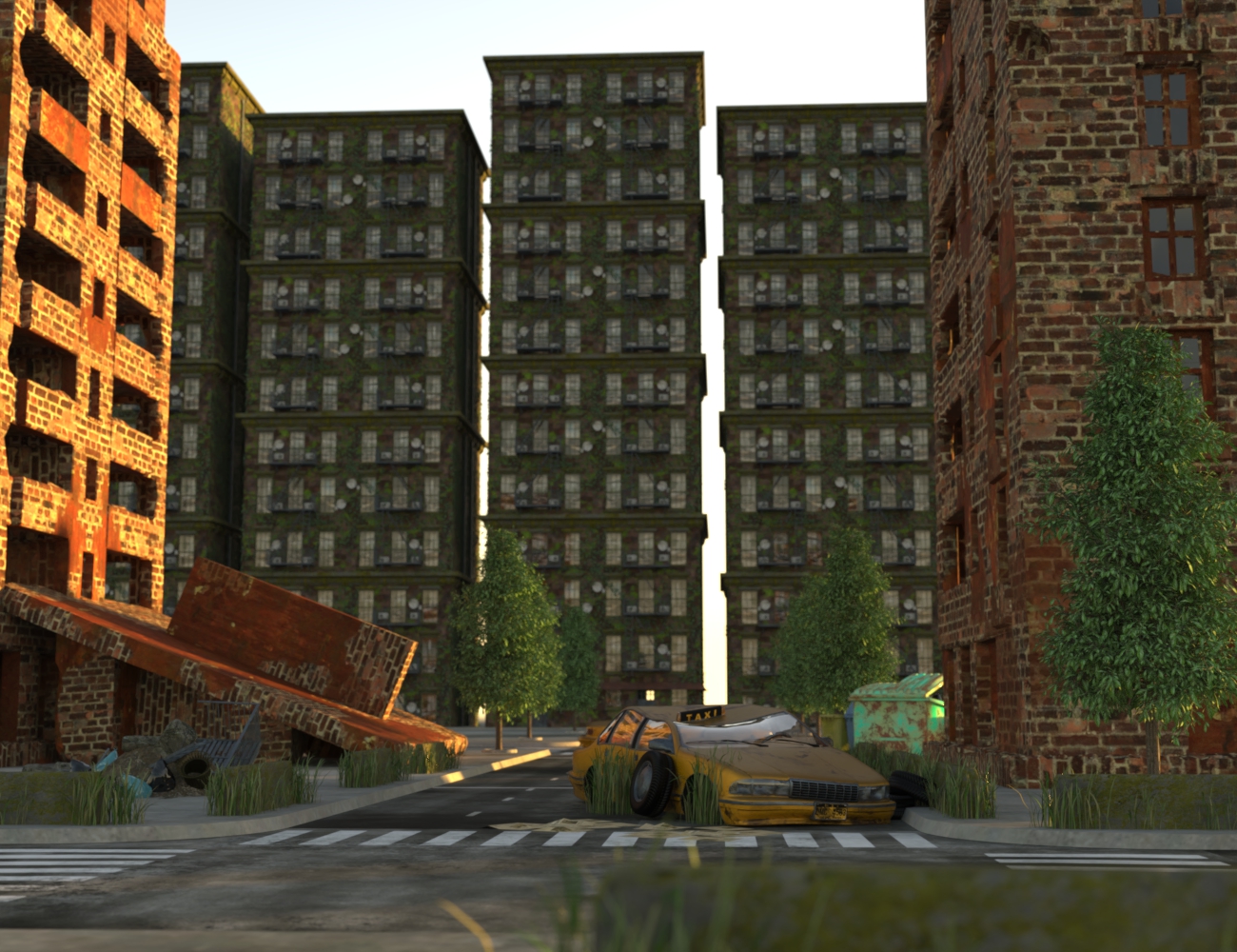 AP Post-Apocalyptic City Buildings Prop Set | Daz 3D